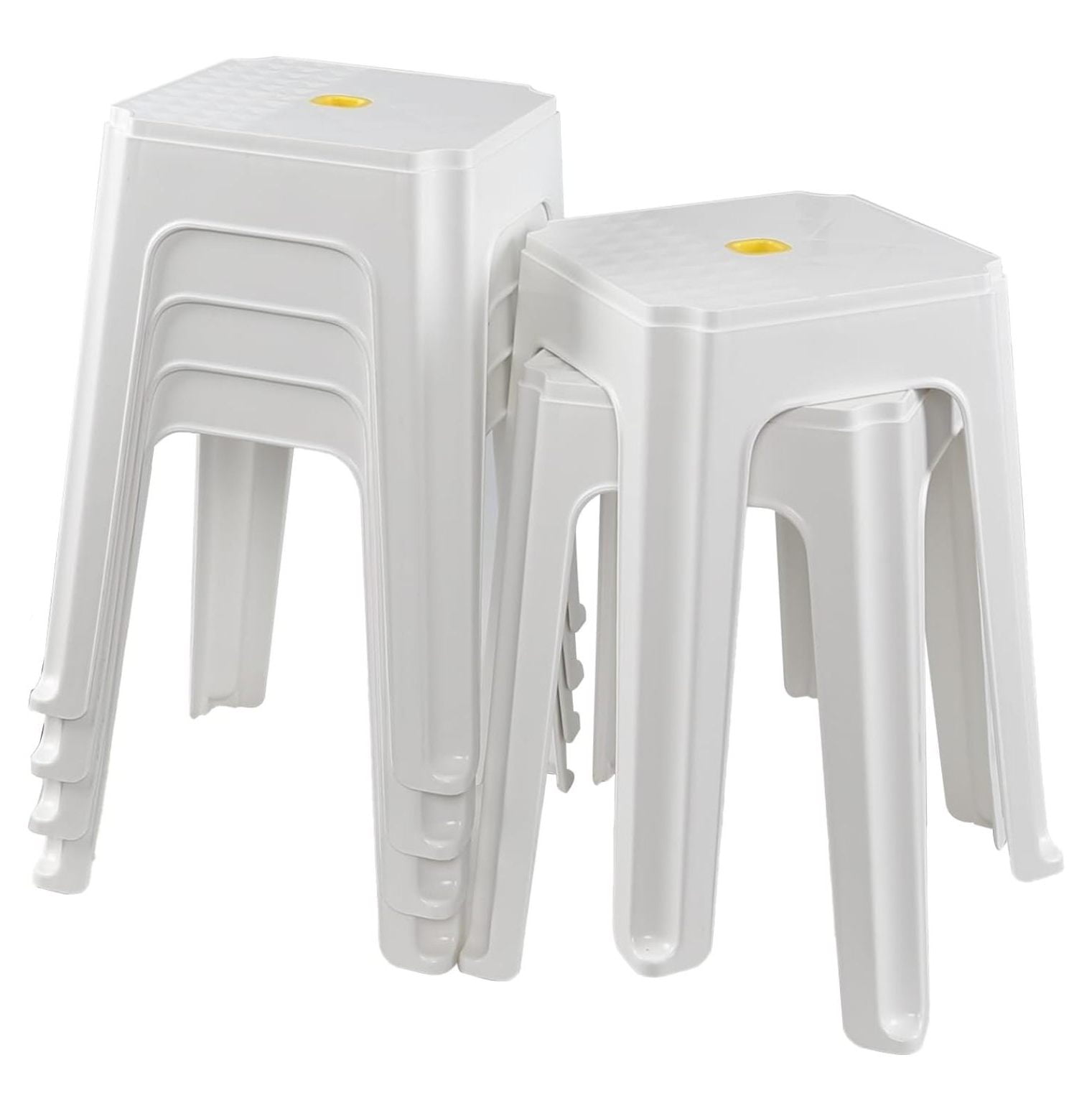 6-Pack Plastic Stackable Stools Chair, Square Plastic Stools, White ...