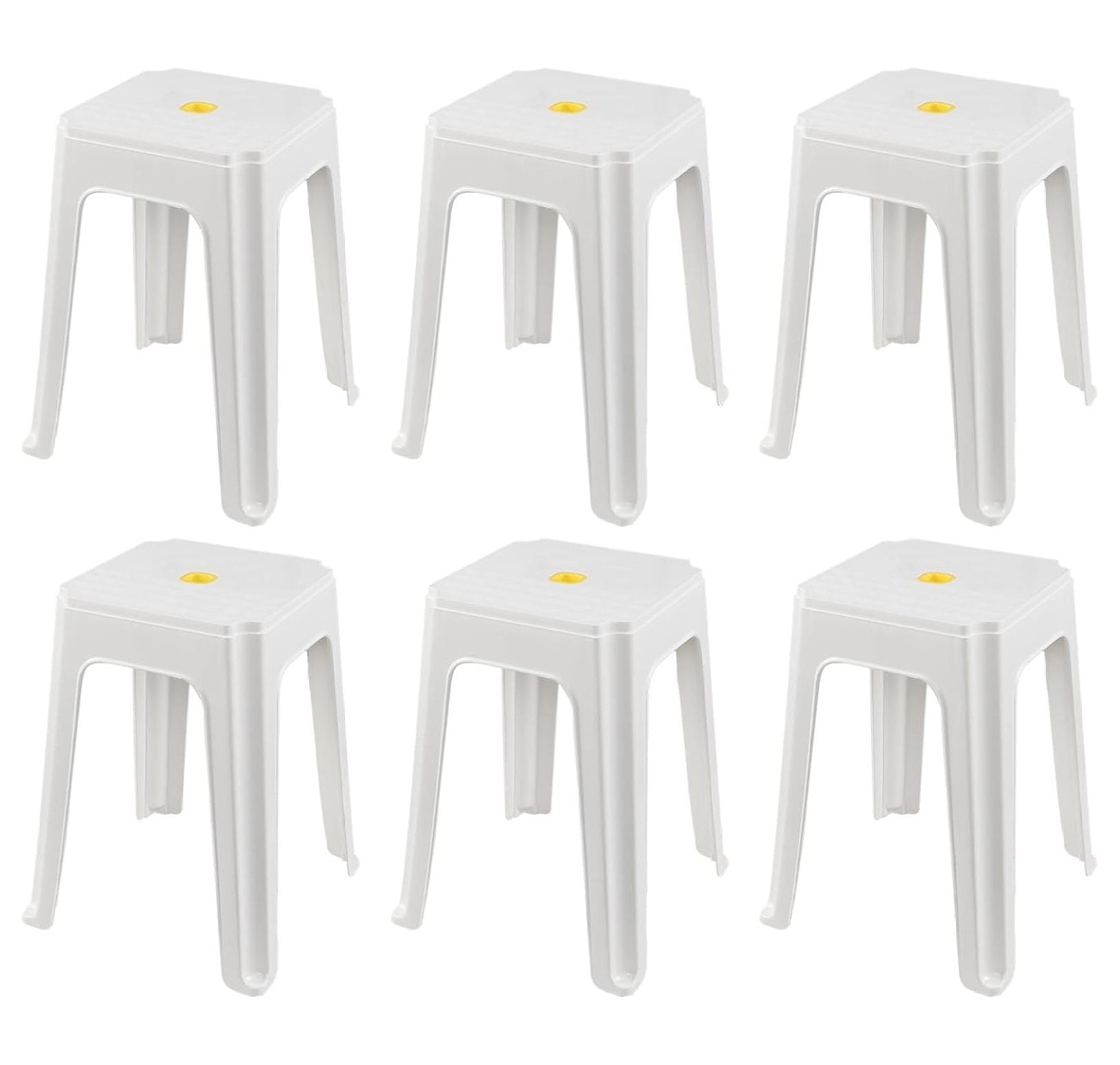 6-Pack Plastic Stackable Stools Chair, Square Plastic Stools, White ...