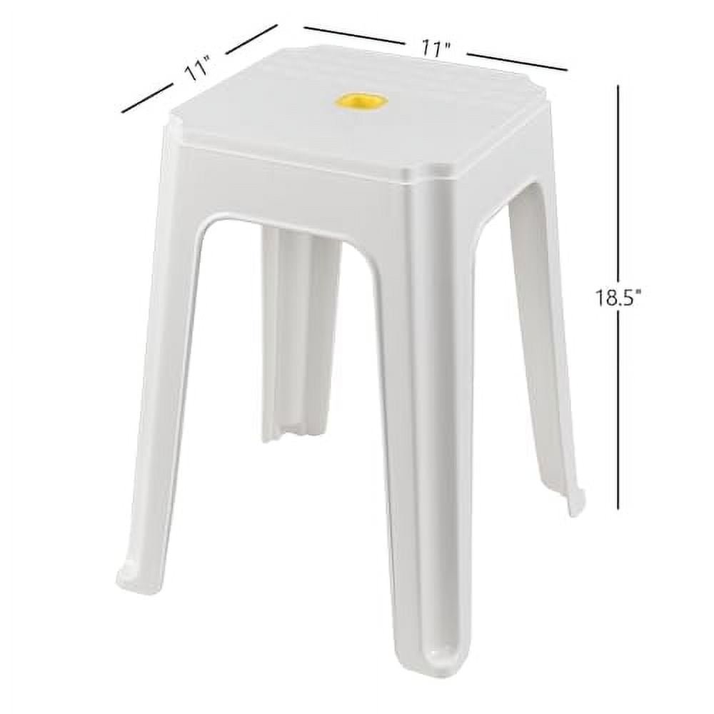 6-Pack Plastic Stackable Stools Chair, White Square Height Stools ...