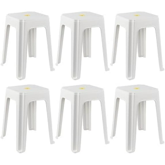 6-Pack Plastic Stackable Stools Chair, White Square Height Stools ...