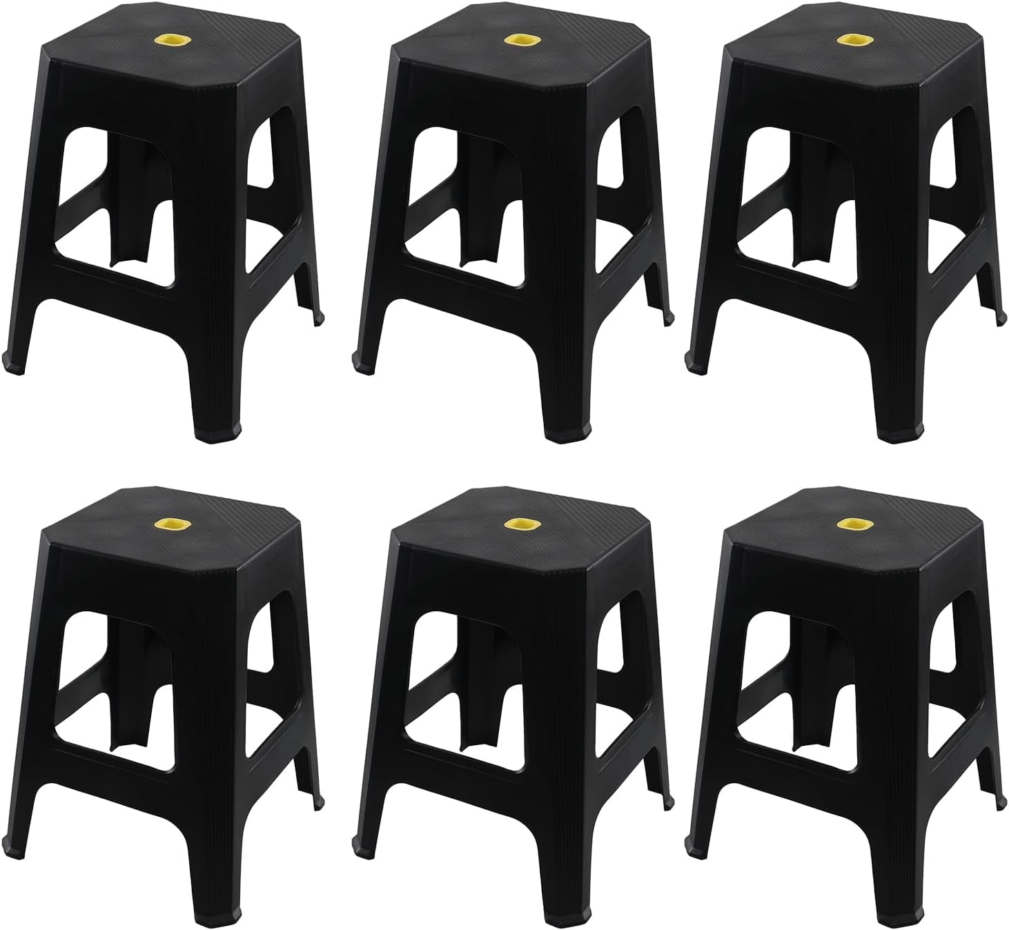 6-Pack Plastic Stackable Stools, Square Backless Stacking Stools, Black - Walmart.com