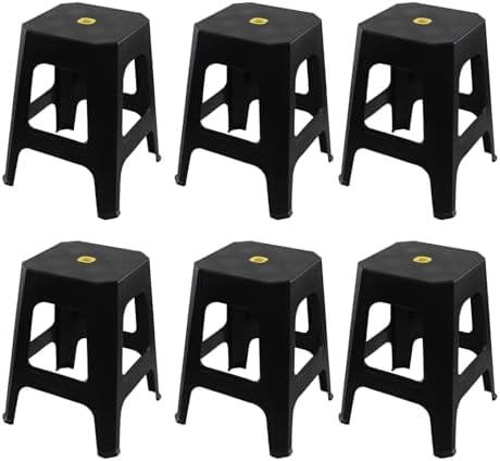 6-Pack Plastic Stackable Stools, Square Backless Stacking Stools, Black - Walmart.com