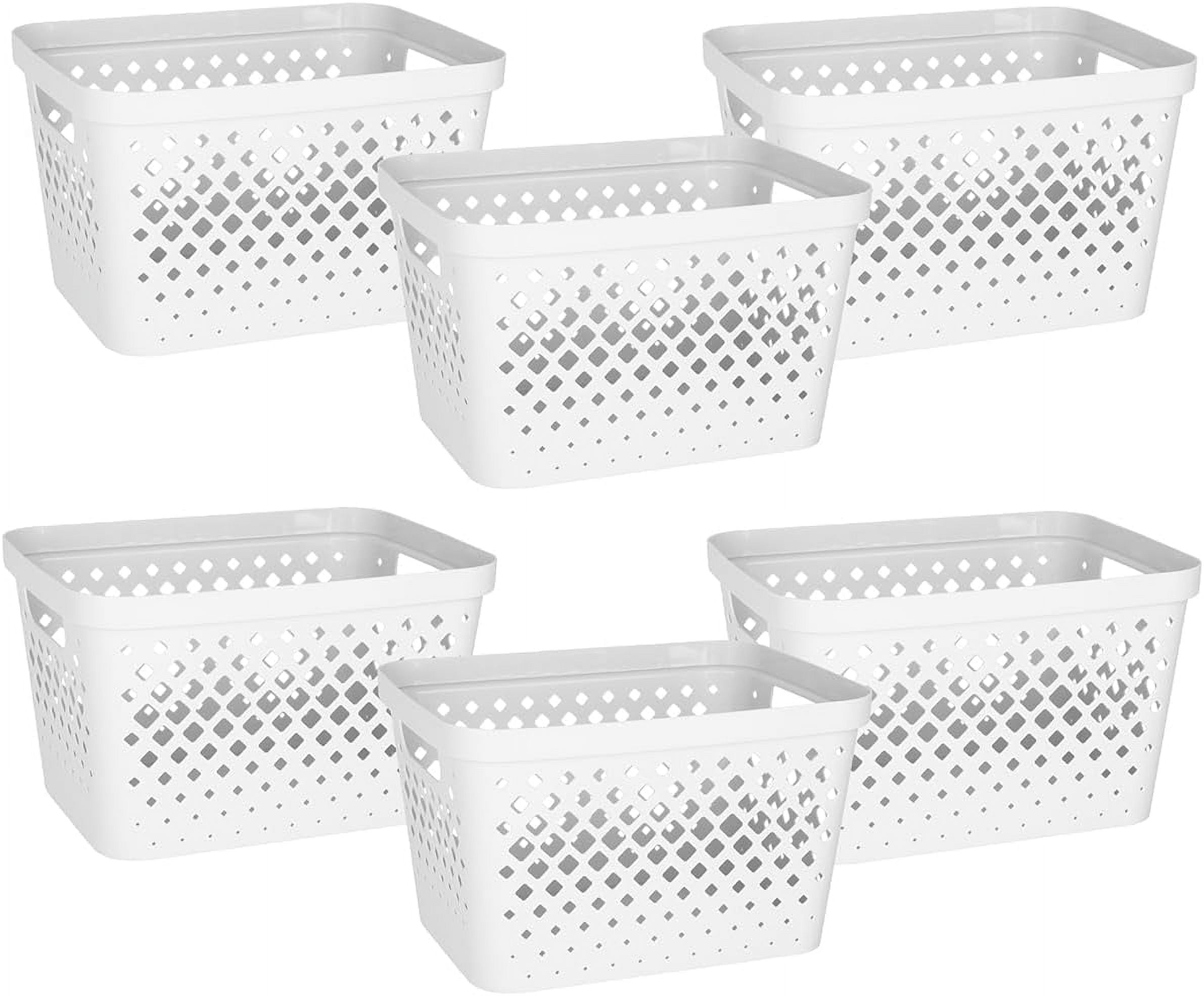 6-Pack Plastic Storage Basket Set | Open Nesting Organizers with ...