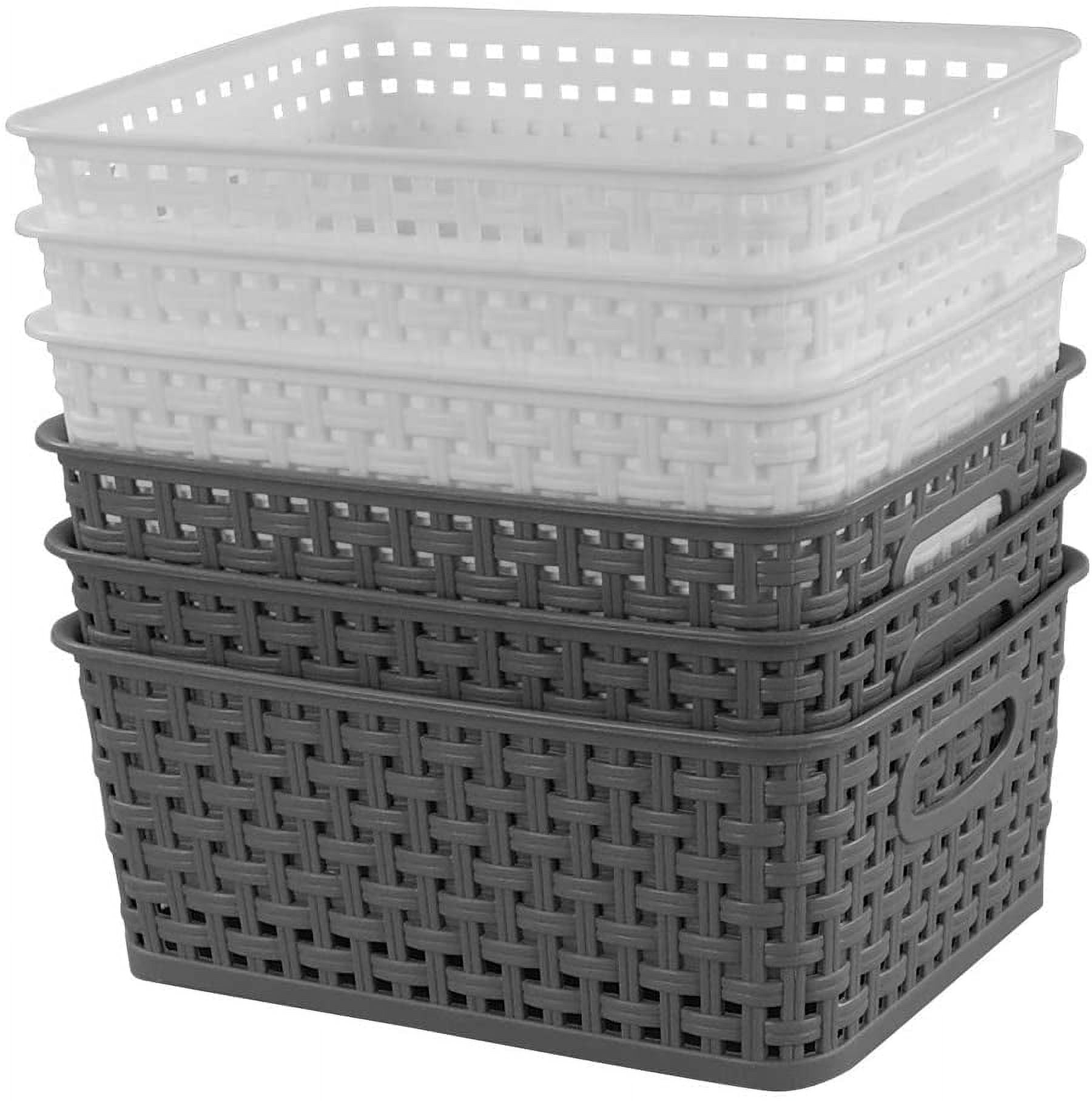 6-Pack Plastic Storage Baskets/Bins, Rectangle - Walmart.com