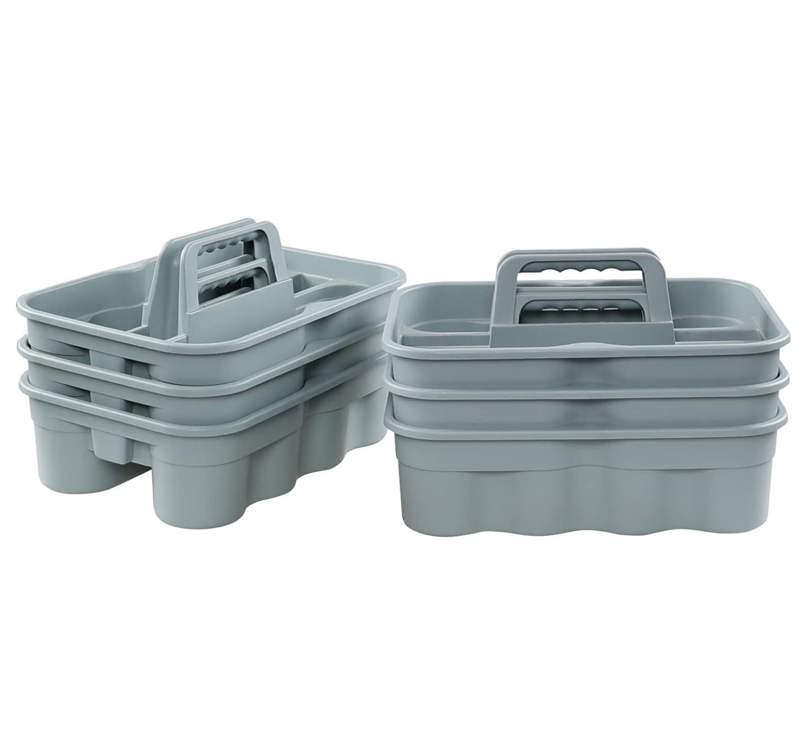 6-Pack Plastic Storage Caddy, Cleaning Caddy with Handle, Gray ...