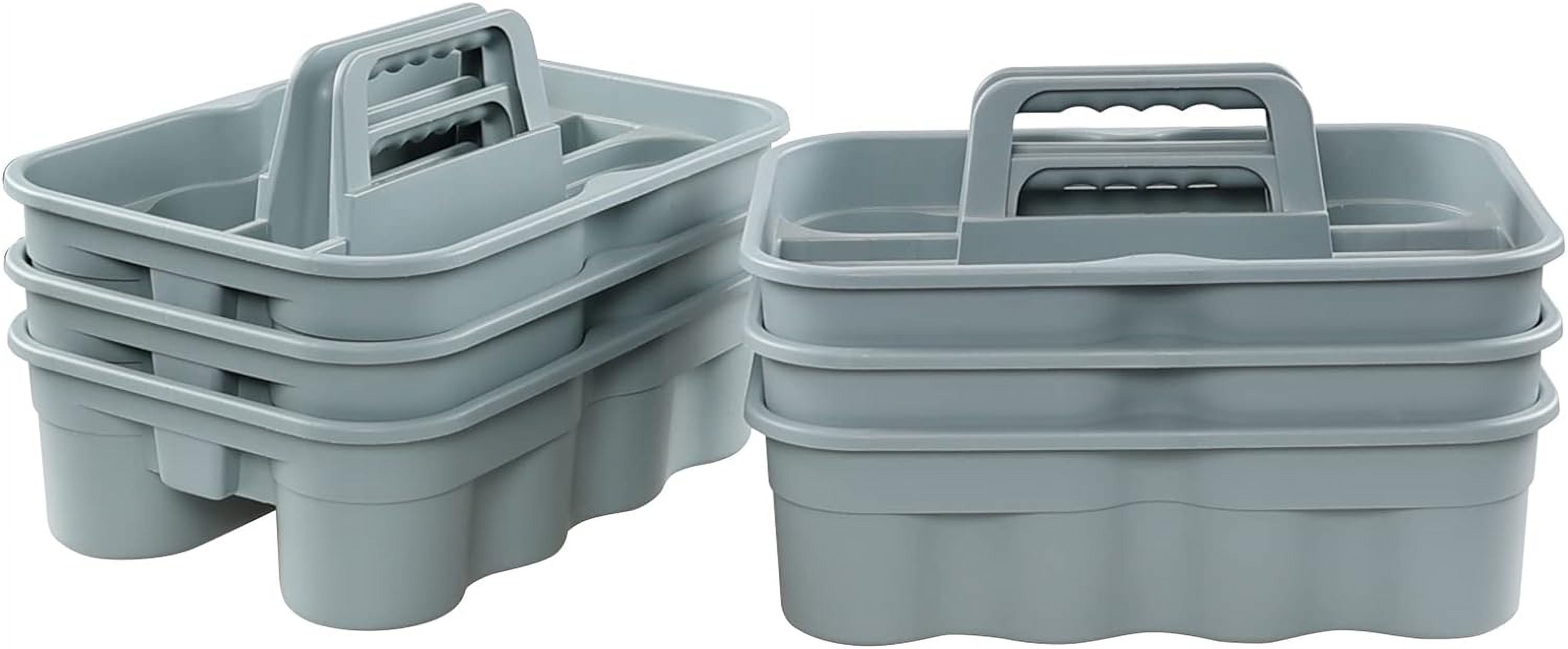 6-Pack Plastic Storage Caddy, Cleaning Caddy with Handle, Gray ...