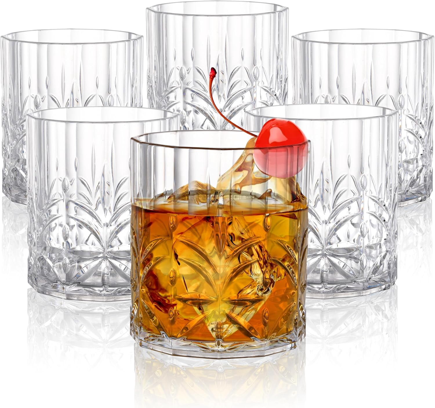 6 Pack Plastic Water Tumblers, 14 OZ Unbreakable Acrylic Whiskey ...