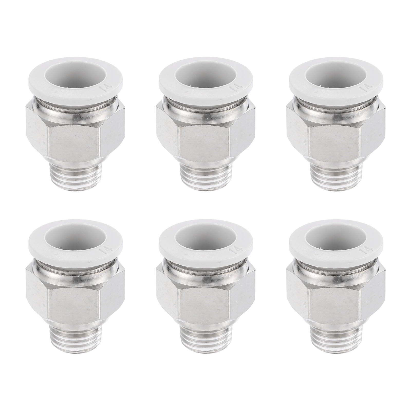6 Pack Pneumatic Fitting, PC14-02 14mm Tube OD x 1/4 Inch PT Push to ...