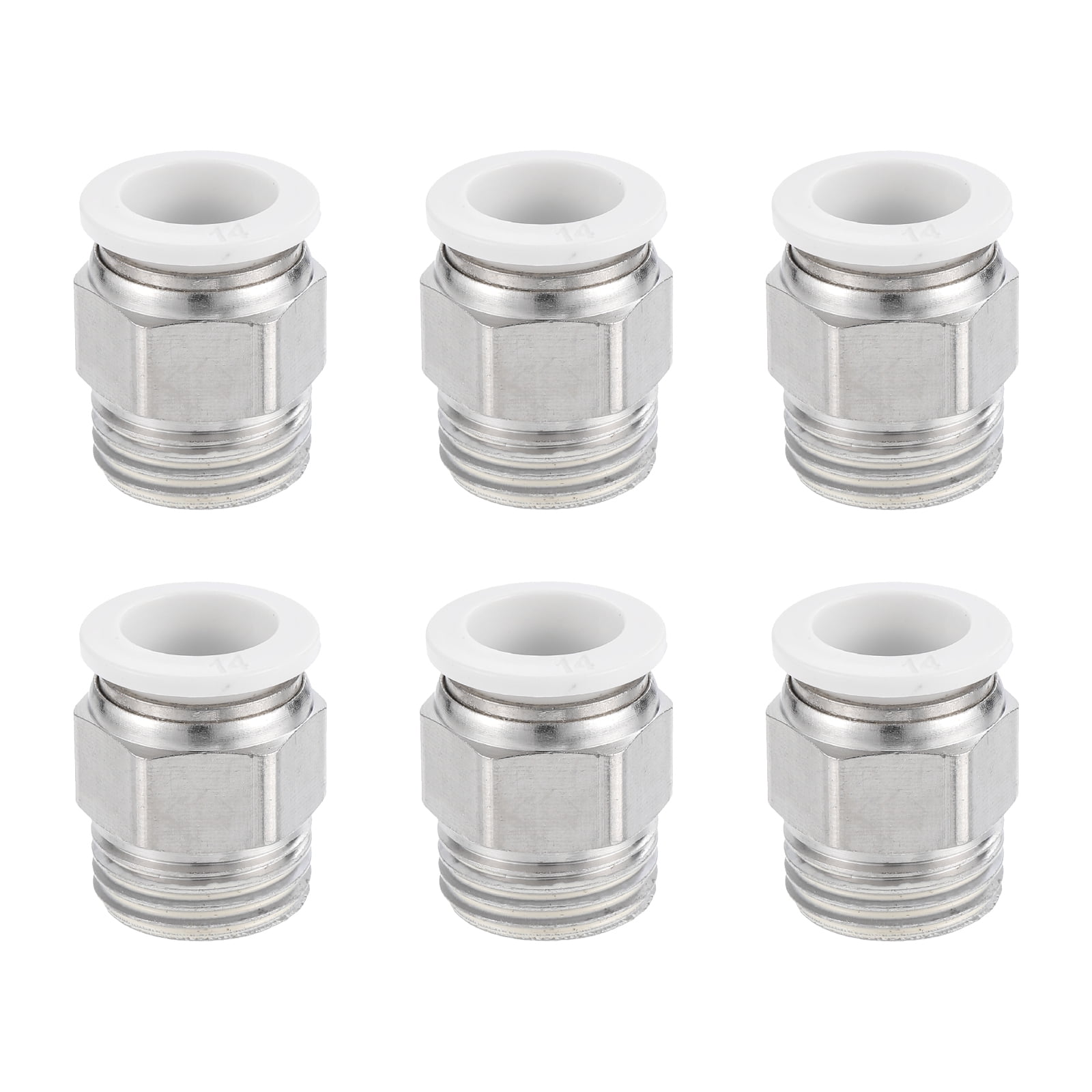 6 Pack Pneumatic Fitting, PC14-04 14mm Tube OD x 1/2 Inch PT Push to ...