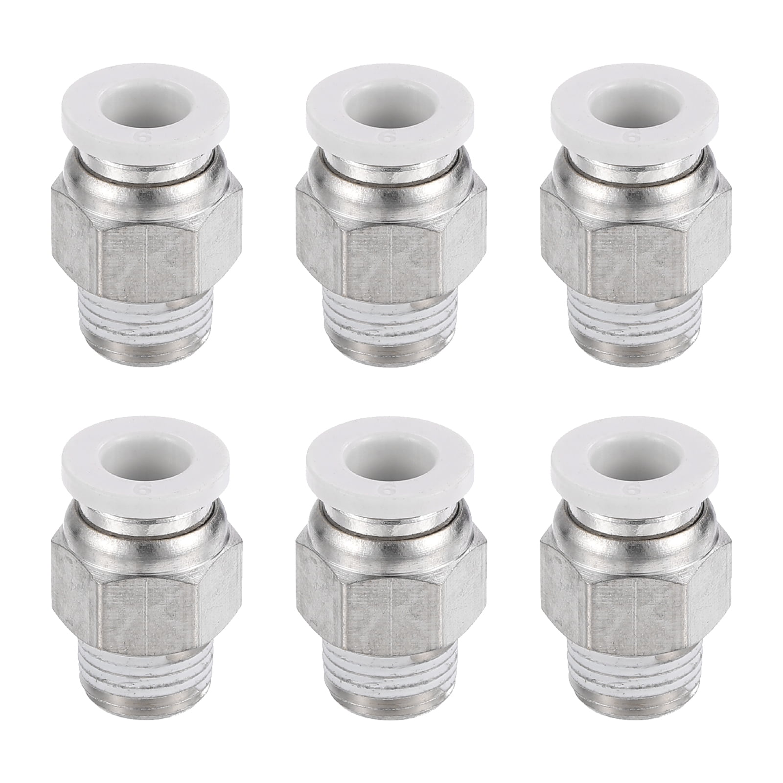 6 Pack Pneumatic Fitting, PC6-01 6mm Tube OD x 1/8 Inch PT Push to ...