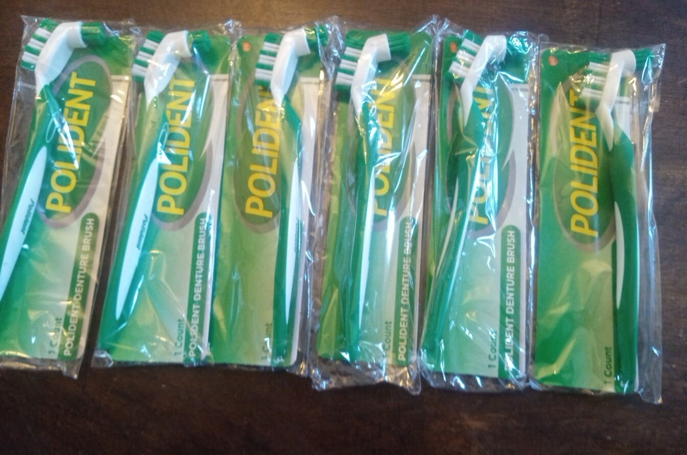 6 Pack - Polident Denture Brush lot discontinued limited supply brushes ...
