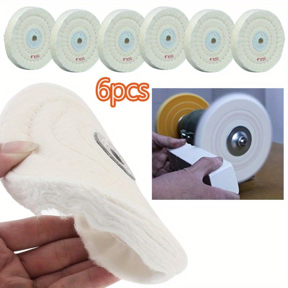 6 Pack Polishing Wheel for Bench Grinder Buffing Wheel 4 inch White ...