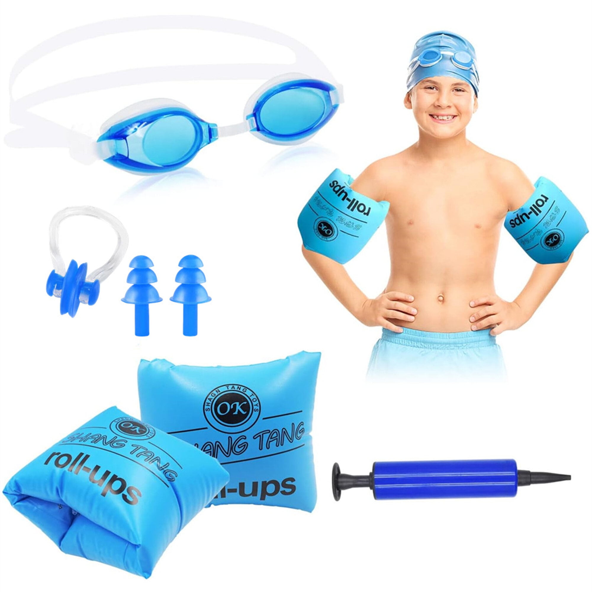 6 Pack Pool Arm Floaties for Kids Toddler PVC Inflatable Swim Arm Bands ...