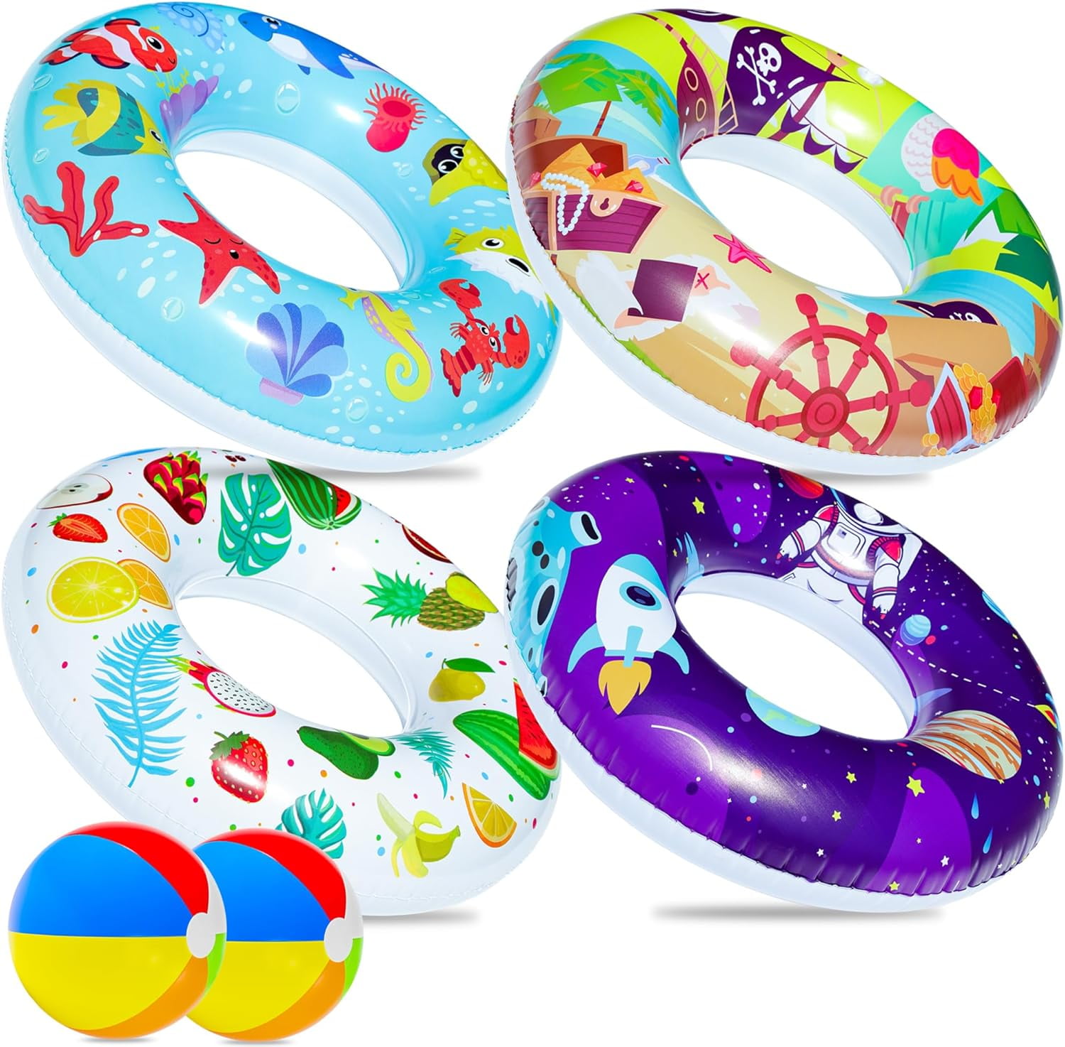6 Pack Pool Floats Kids, Pool Swim Tubes Rings(4 Pack) - 4Pcs ...