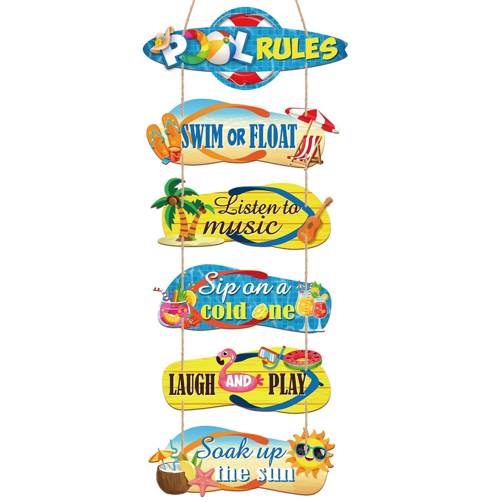 6 Pack Pool Rules Signs and ATT1Decor Outdoor, Wall Hanging Decor, 4 x ...