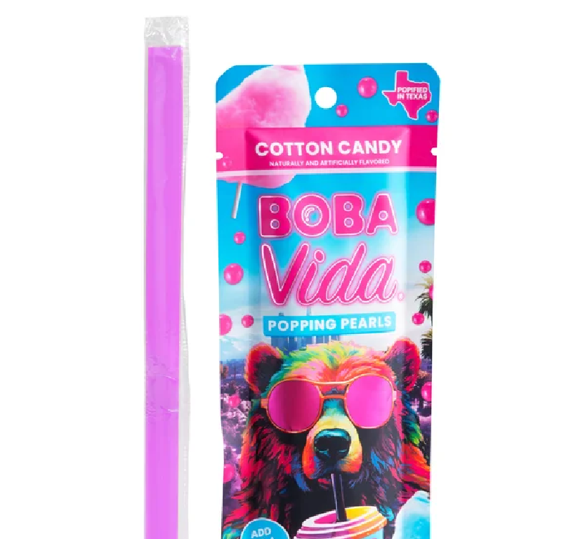 6 Pack Popping Boba with Cotton Candy Flavor with Straws, 3 oz Each ...