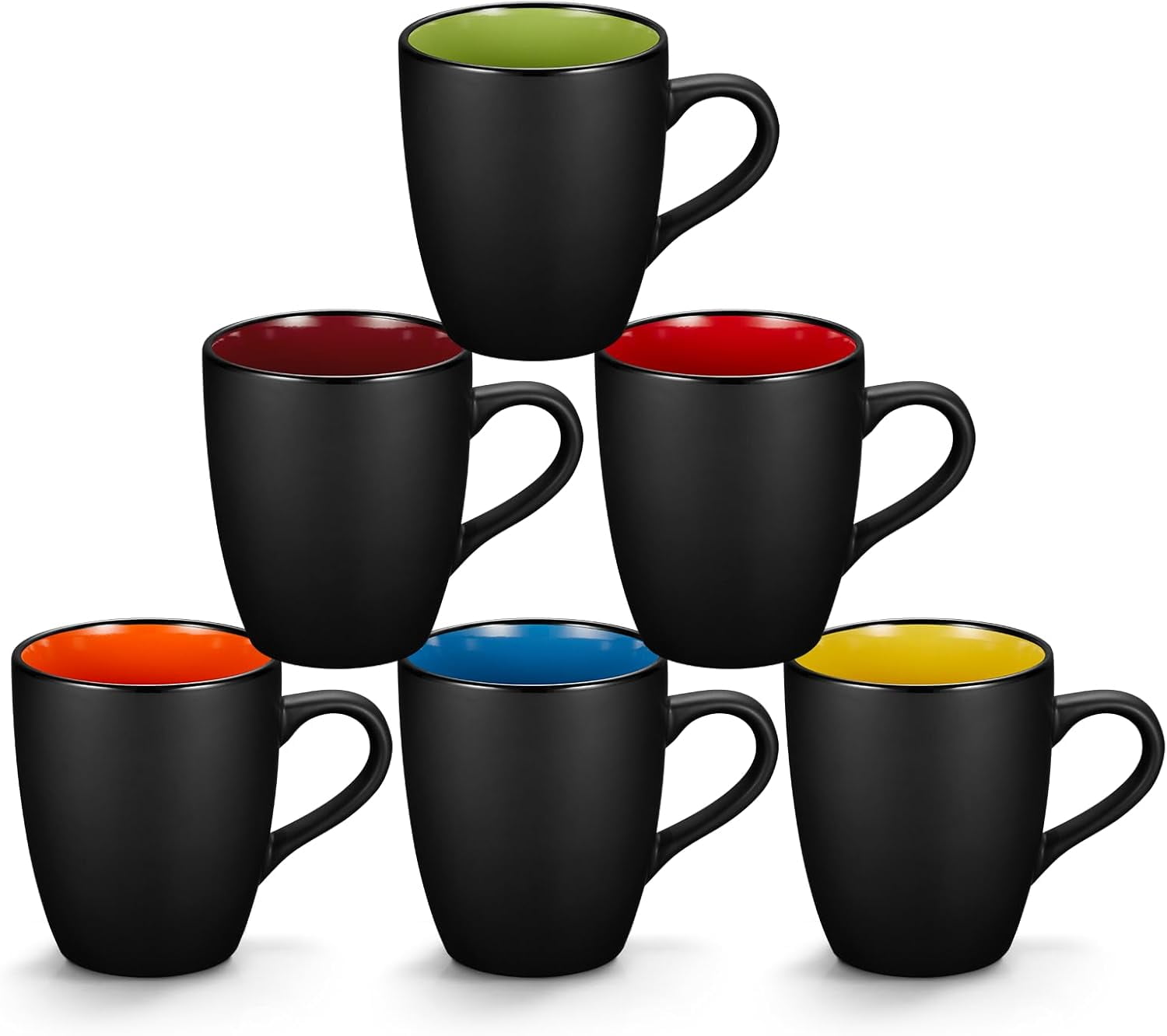 6 Pack Porcelain Coffee Mugs Set, 12 Ounces Ceramic Coffee Mugs, Matte ...