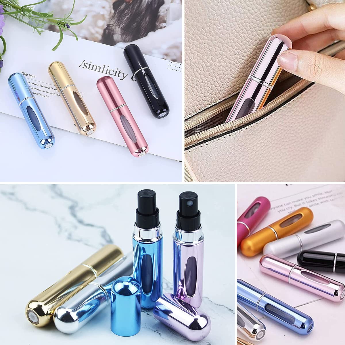 6 Pack Portable Perfume Refillable Spray Bottle - Mini Atomizer Bottles ...
