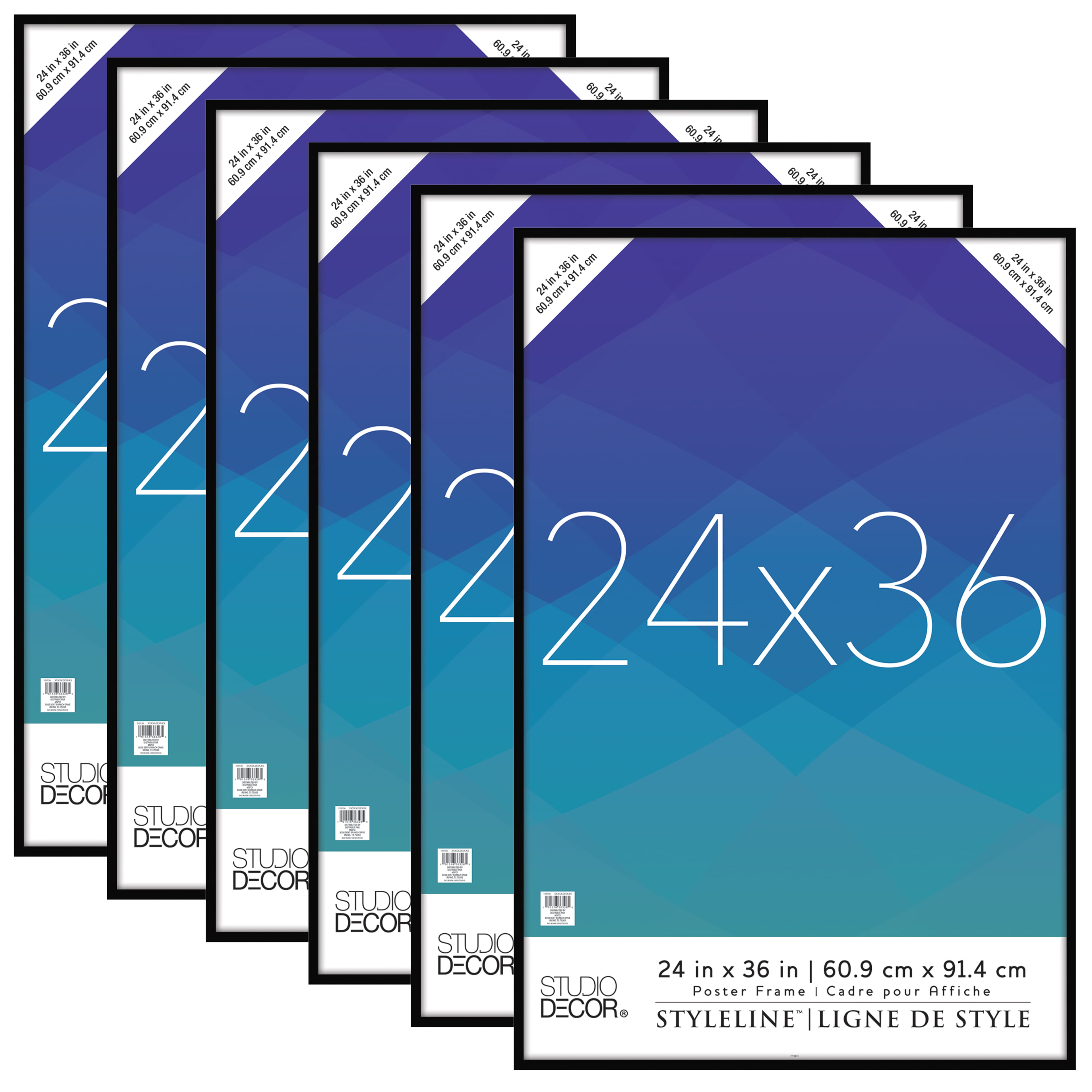 DAX U-Channel Poster Frame, Contemporary Clear Plastic Window, 24 x 36 ...