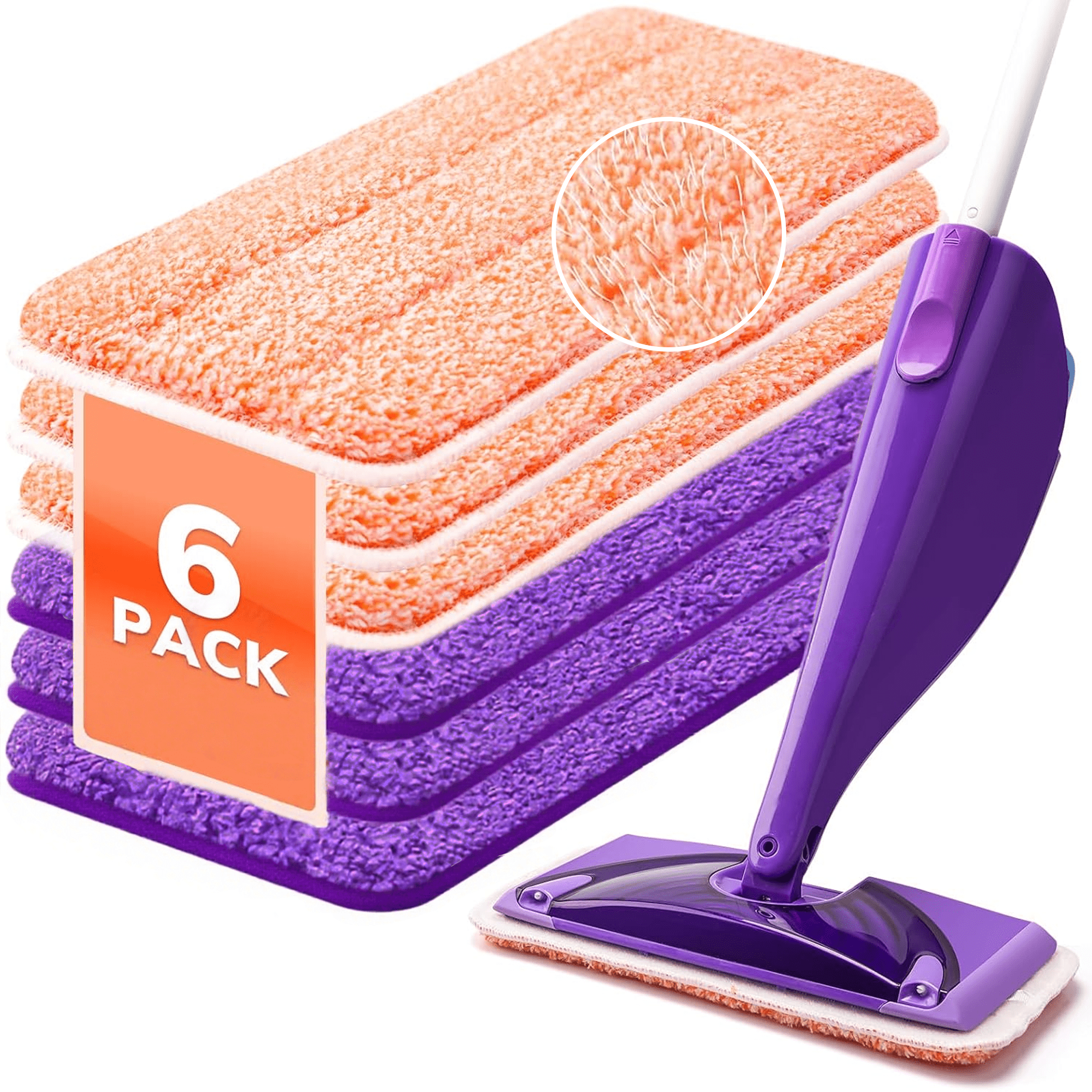 6 Pack Power Scrubbing Reusable Mop Pads for WetJet – Washable ...