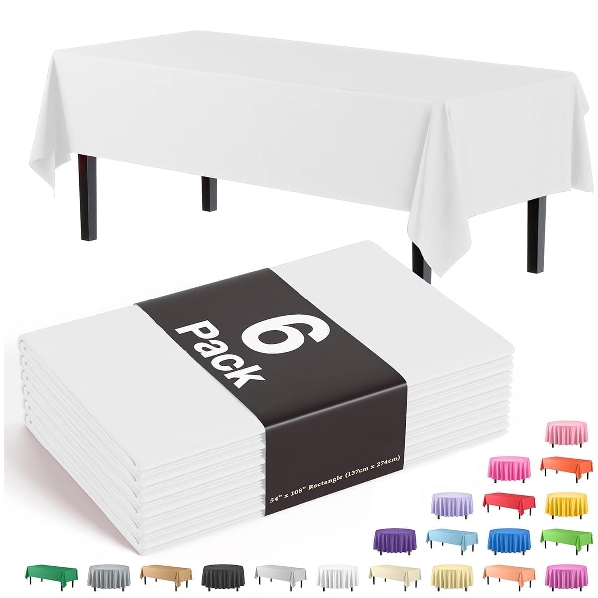 6 Pack 54”x 108”Plastic Table Cloth Disposable,Waterproof Table Cloths ...