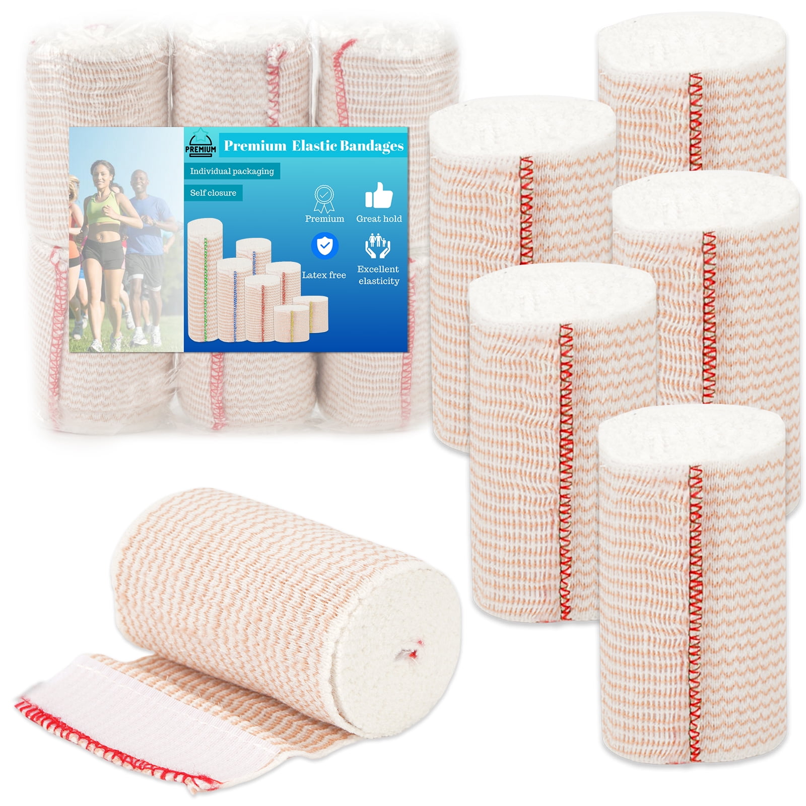 Premium Cotton Elastic Bandage Wrap 3 in 6 Pack Versatile Compression ...