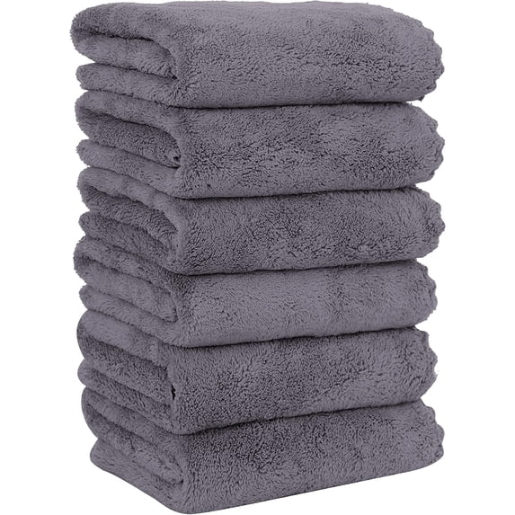 6 Pack Premium Hand Towels - Quick Drying - Microfiber Coral Velvet ...