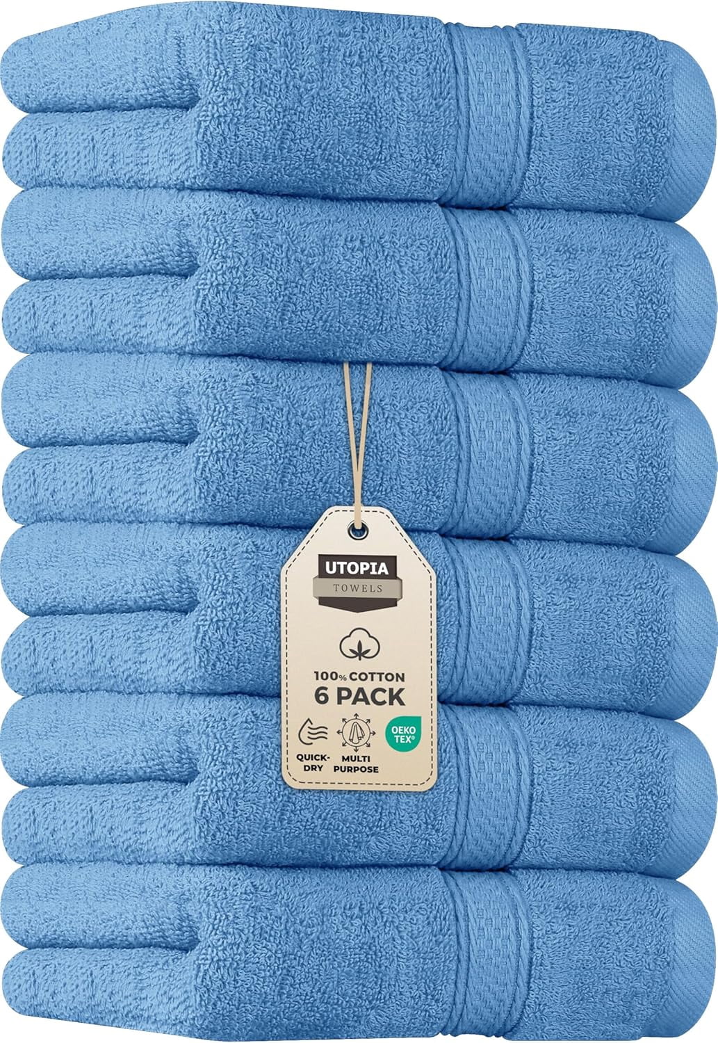 6 Pack Premium Hand Towels Set, 16 by 28 inches, 100% Ring Spun Cotton ...