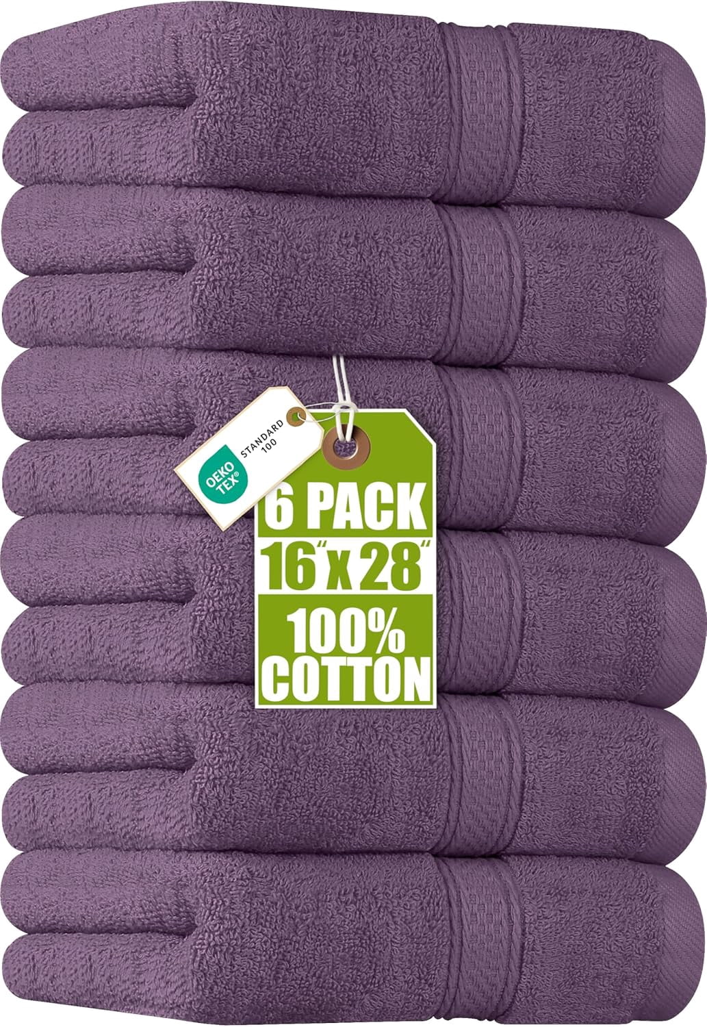6 Pack Premium Hand Towels Set, 16 by 28 inches, 100% Ring Spun Cotton ...