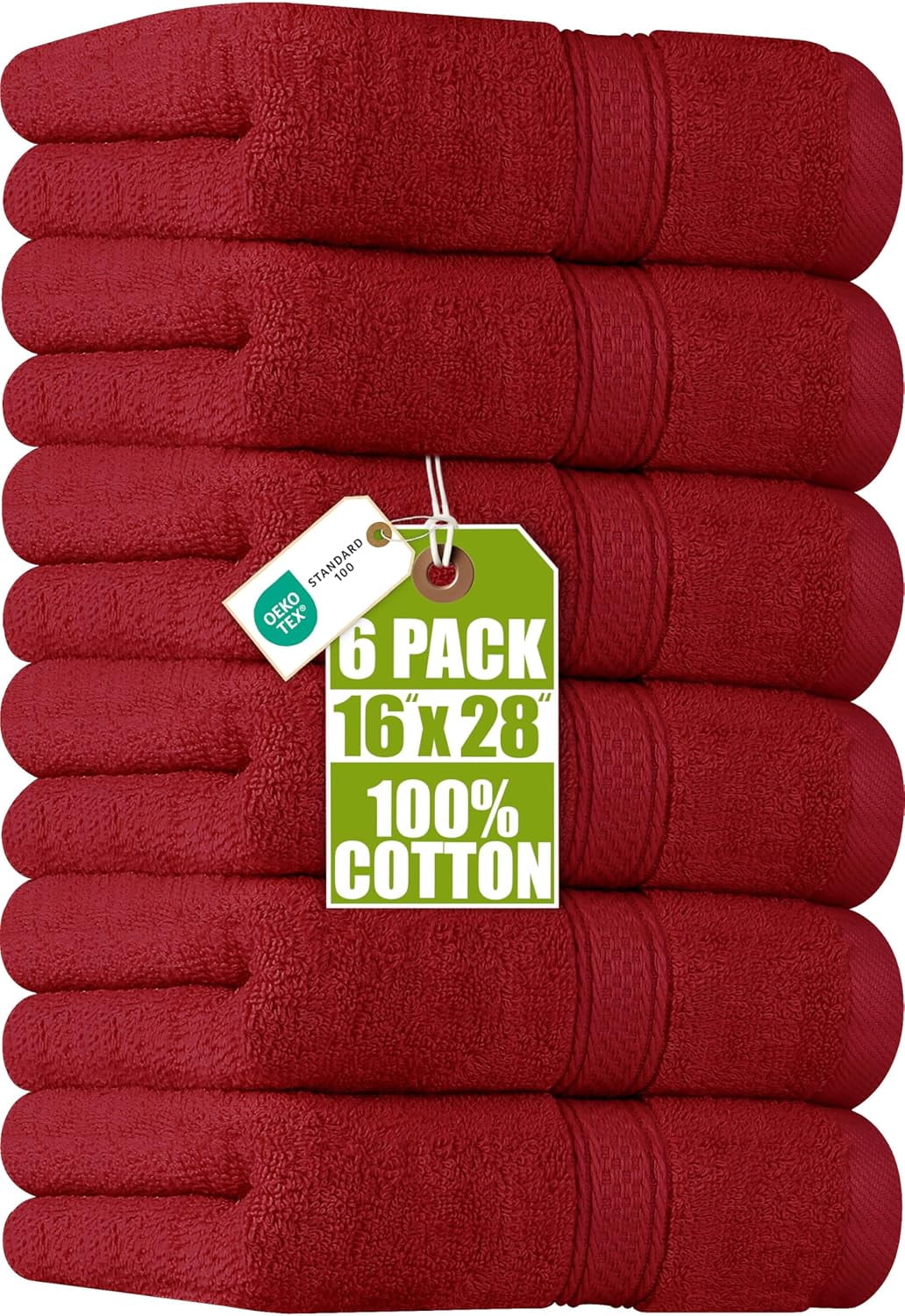 6 Pack Premium Hand Towels Set, 16 by 28 inches, 100% Ring Spun Cotton ...