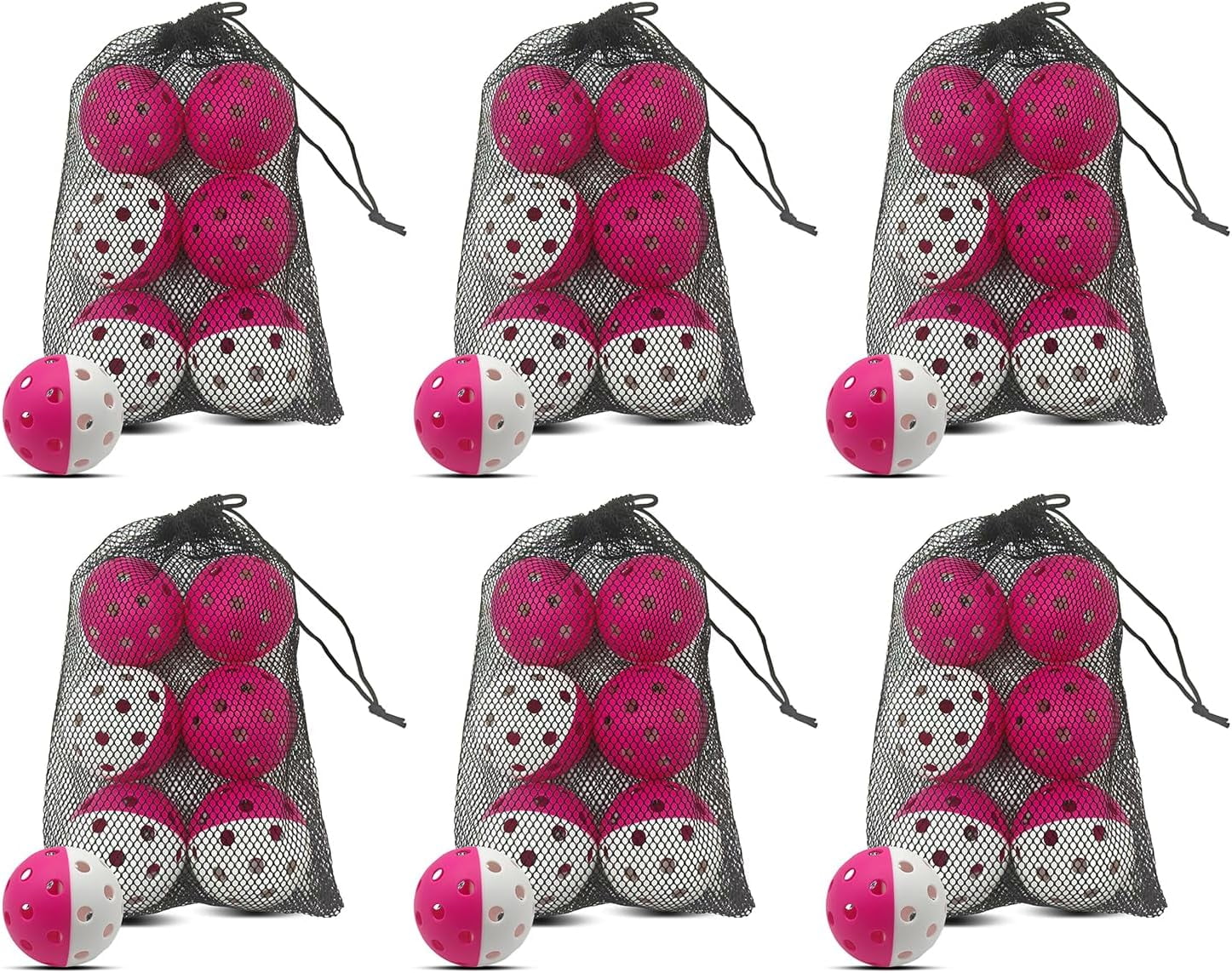 6-Pack Premium Outdoor Pickleball Balls | 40 Holes Fluorescent Green ...