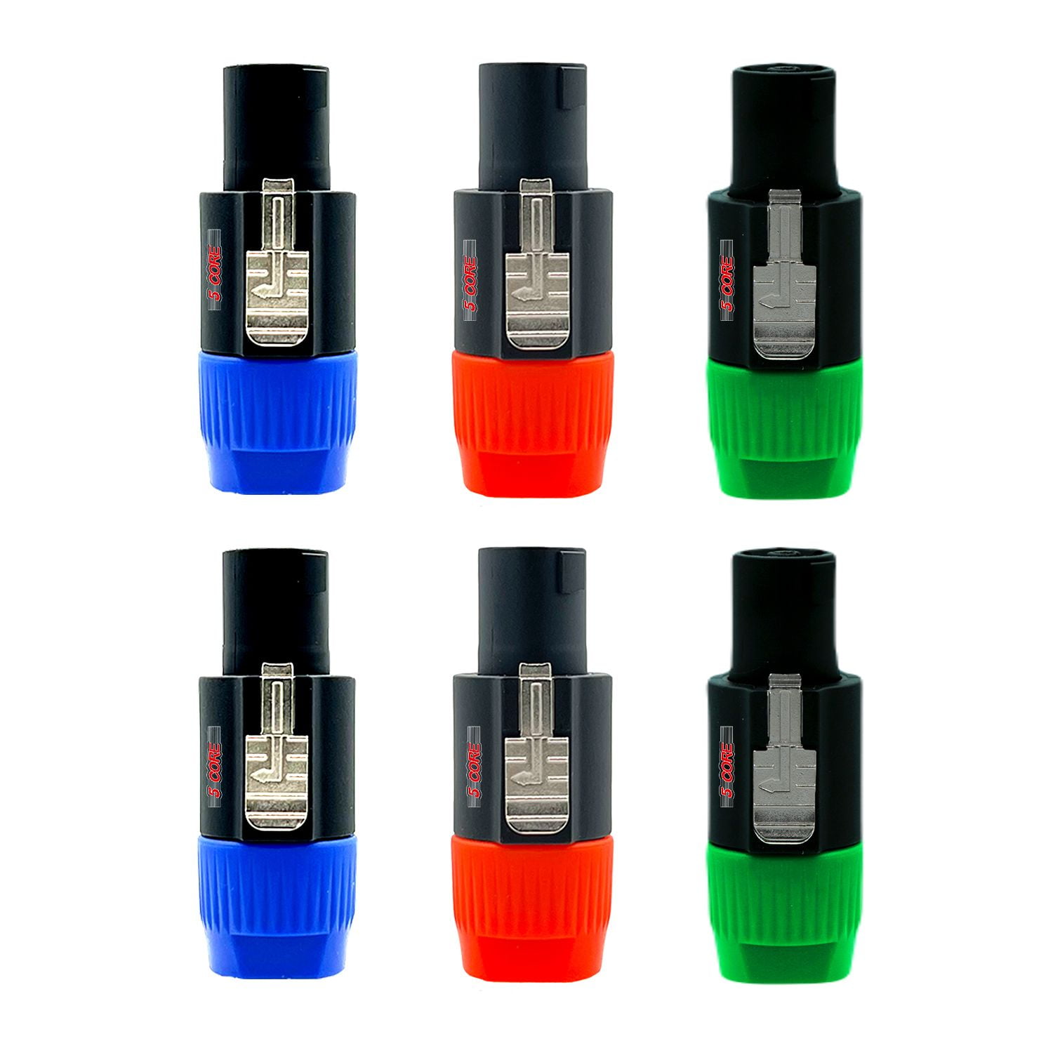 6-Pack Premium Speakon Adapters - 4-Pole Twist-Lock Audio Connectors ...