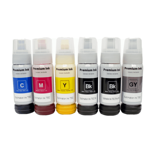 6 Pack Premium Sublimation T552 552 Refill Ink Bottles for EcoTank ET ...