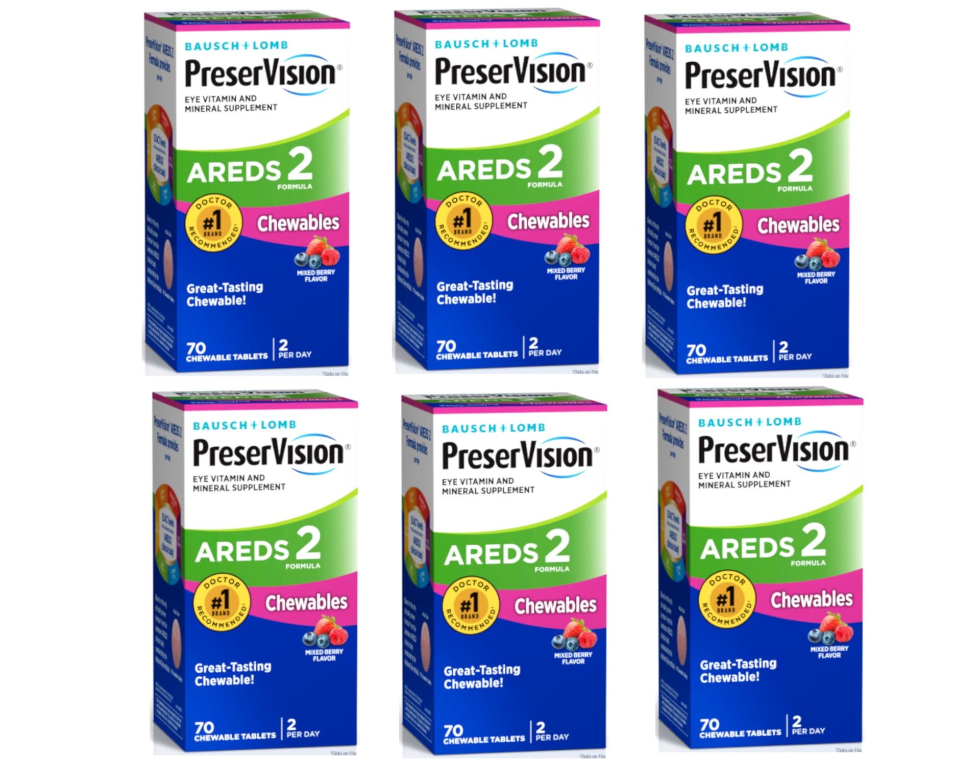6 Pack - PreserVision® AREDS 2 Formula Eye Vitamin and Mineral Supplement with Lutein ...