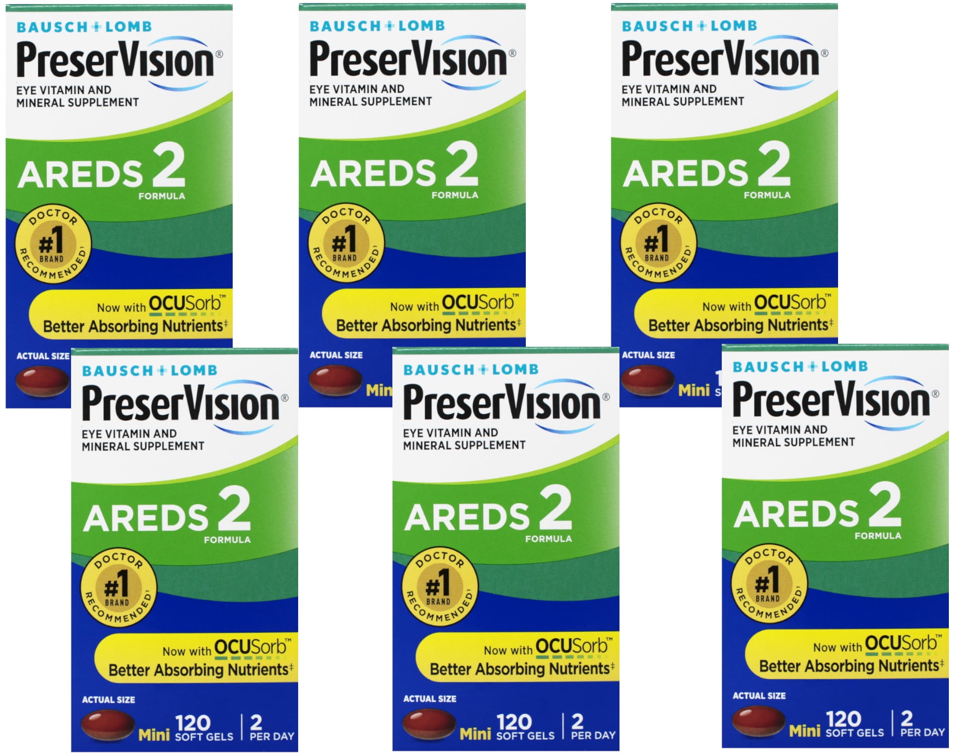 Bausch + Lomb PreserVision AREDS 2 Eye Vitamin & Mineral Supplement, 6 ...