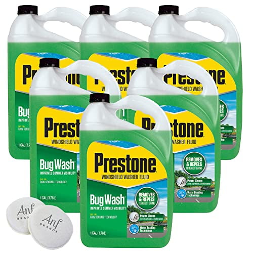 (6 Pack) - Prestone Bug Wash Windshield Washer Fluid, 1 Gallon Sponges ...