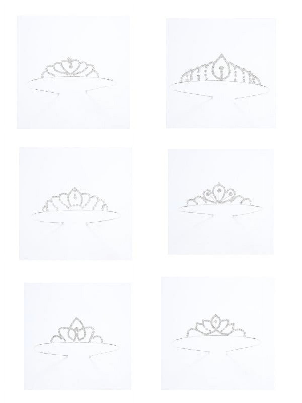 6 Pack Princess Crystal Tiara, Sliver Rhinestone Crown for Grils Women ...