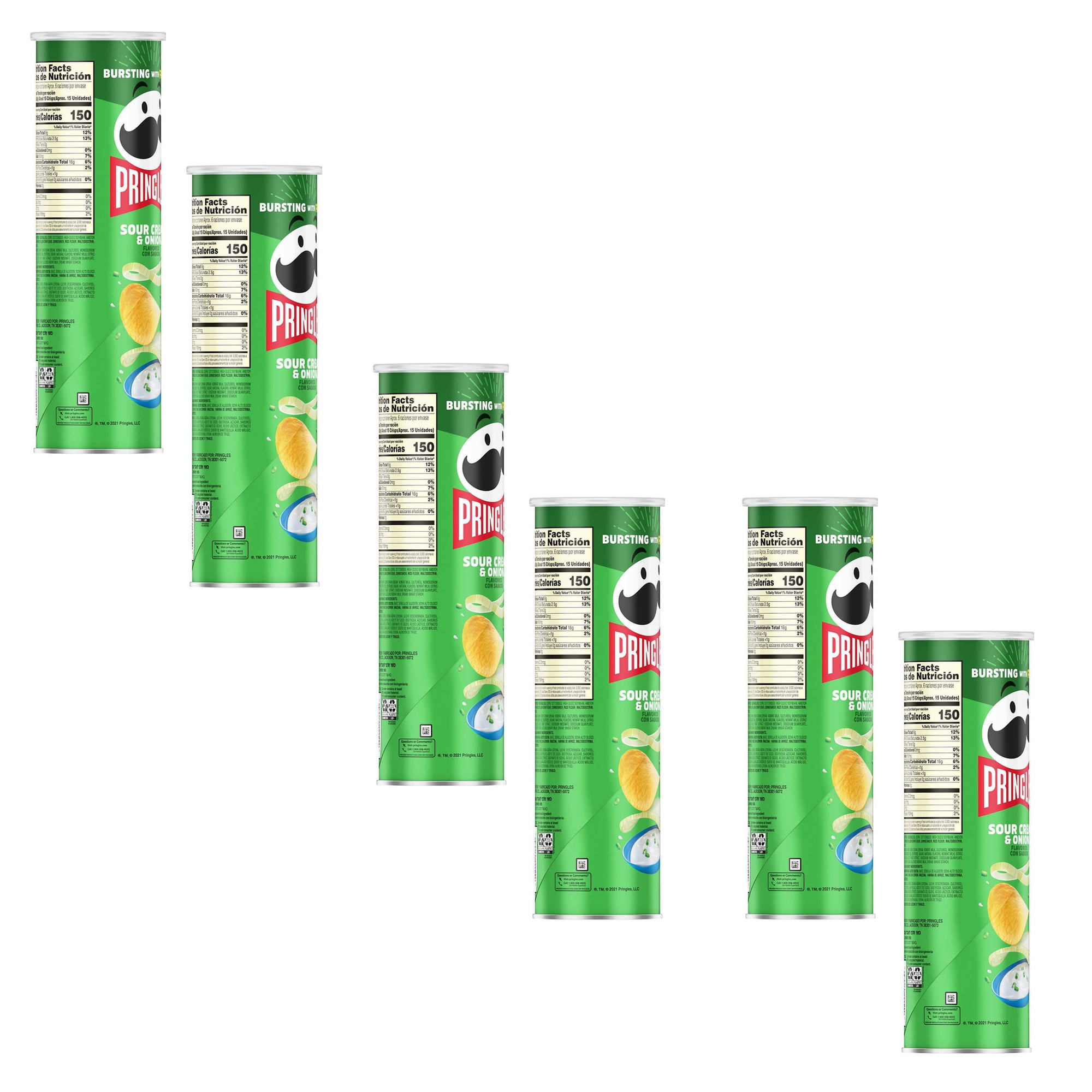 6 Pack Pringles Potato Chips Sour Cream & Onion - Pringles Chips - 5.57 ...