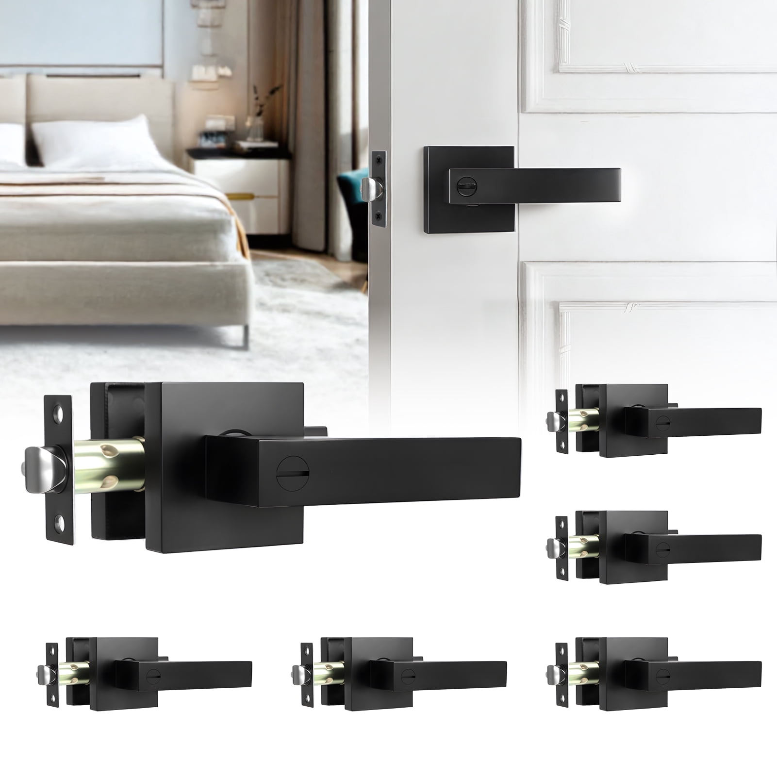 6-Pack Privacy Door Lever Set, Keyless Entry With Coin-Release ...