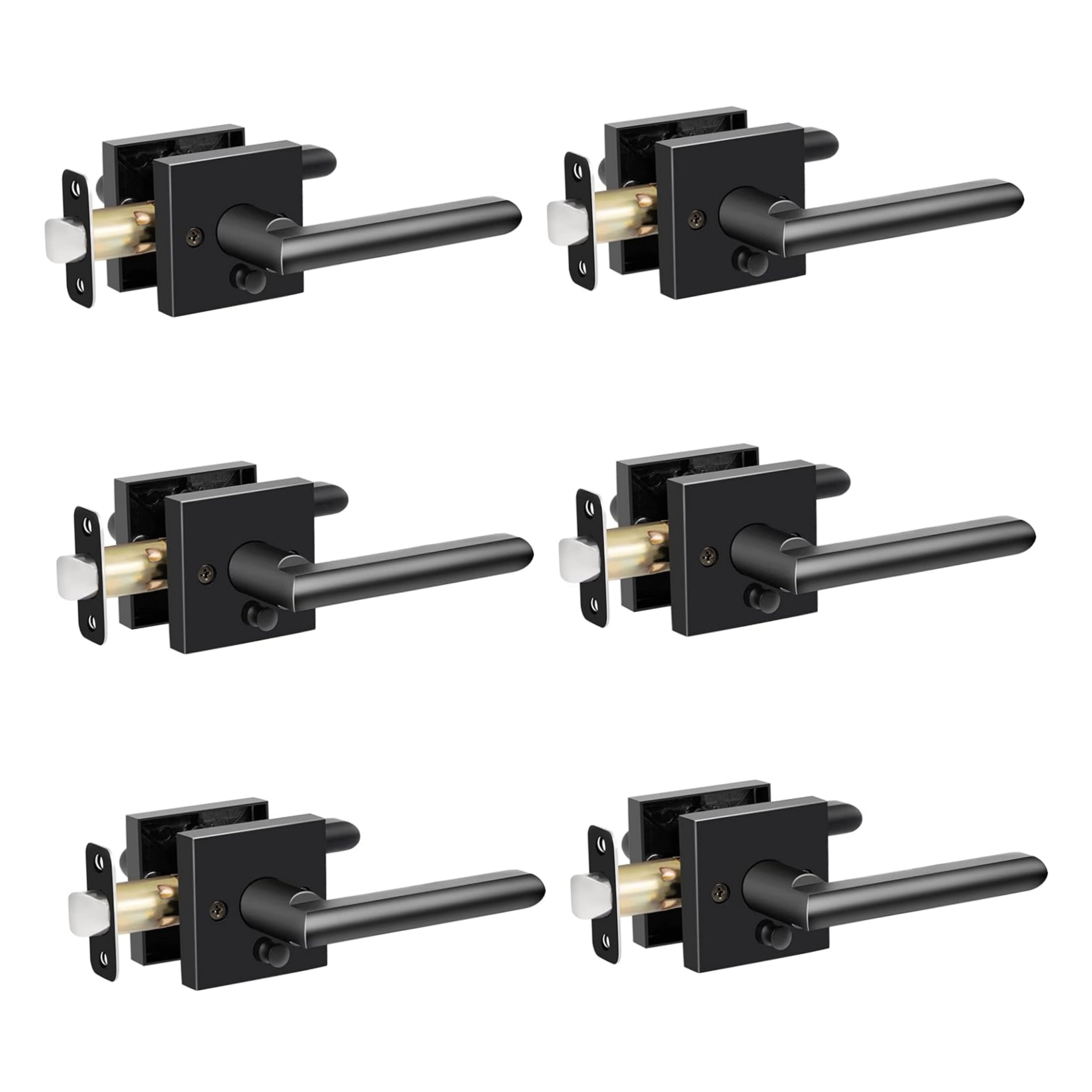 6-Pack Privacy Door Lock Set, Reversible Lever Handles for Interior ...