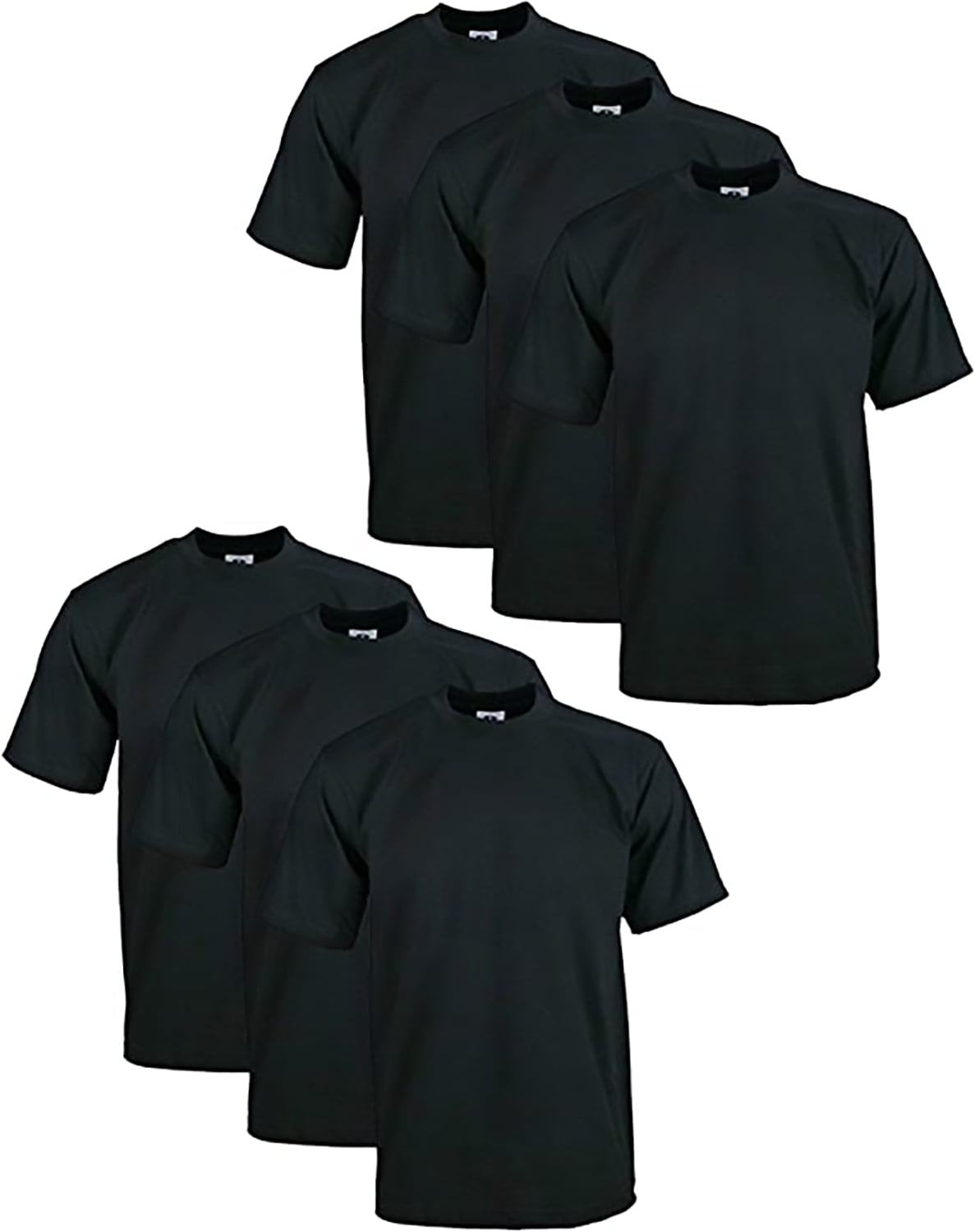 6 Pack Pro Club Men's Heavyweight Short Sleeve Tee T-Shirt - Black ...
