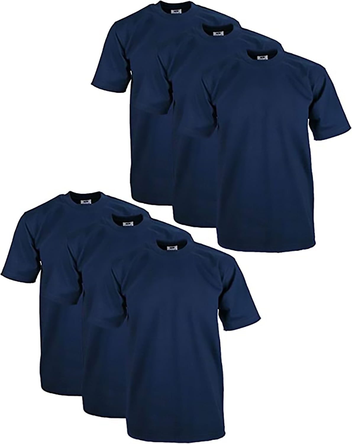 6 Pack Pro Club Men's Heavyweight Short Sleeve Tee T-Shirt - Navy ...