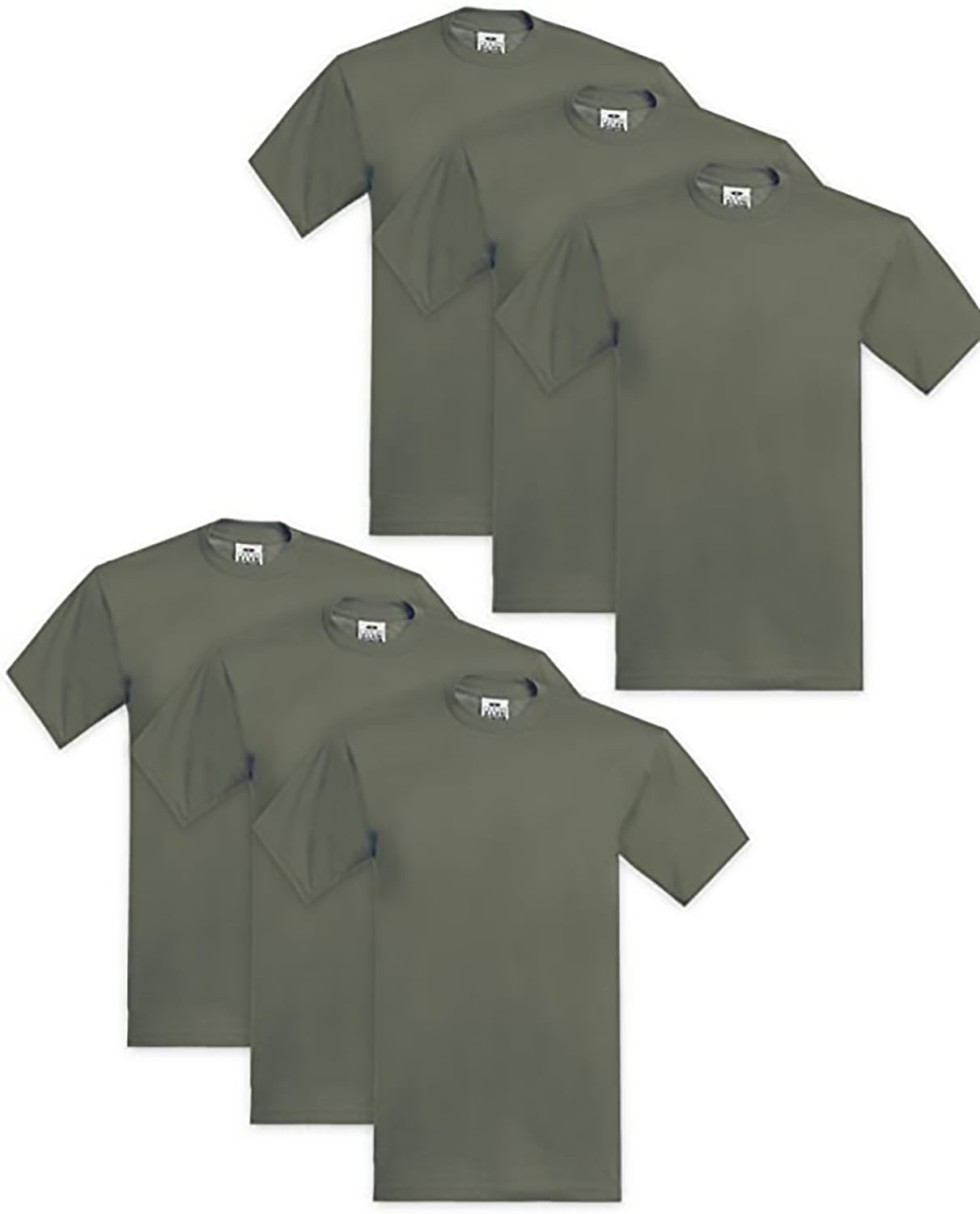 6 Pack Pro Club Men's Heavyweight Short Sleeve Tee T-Shirt - Olive ...