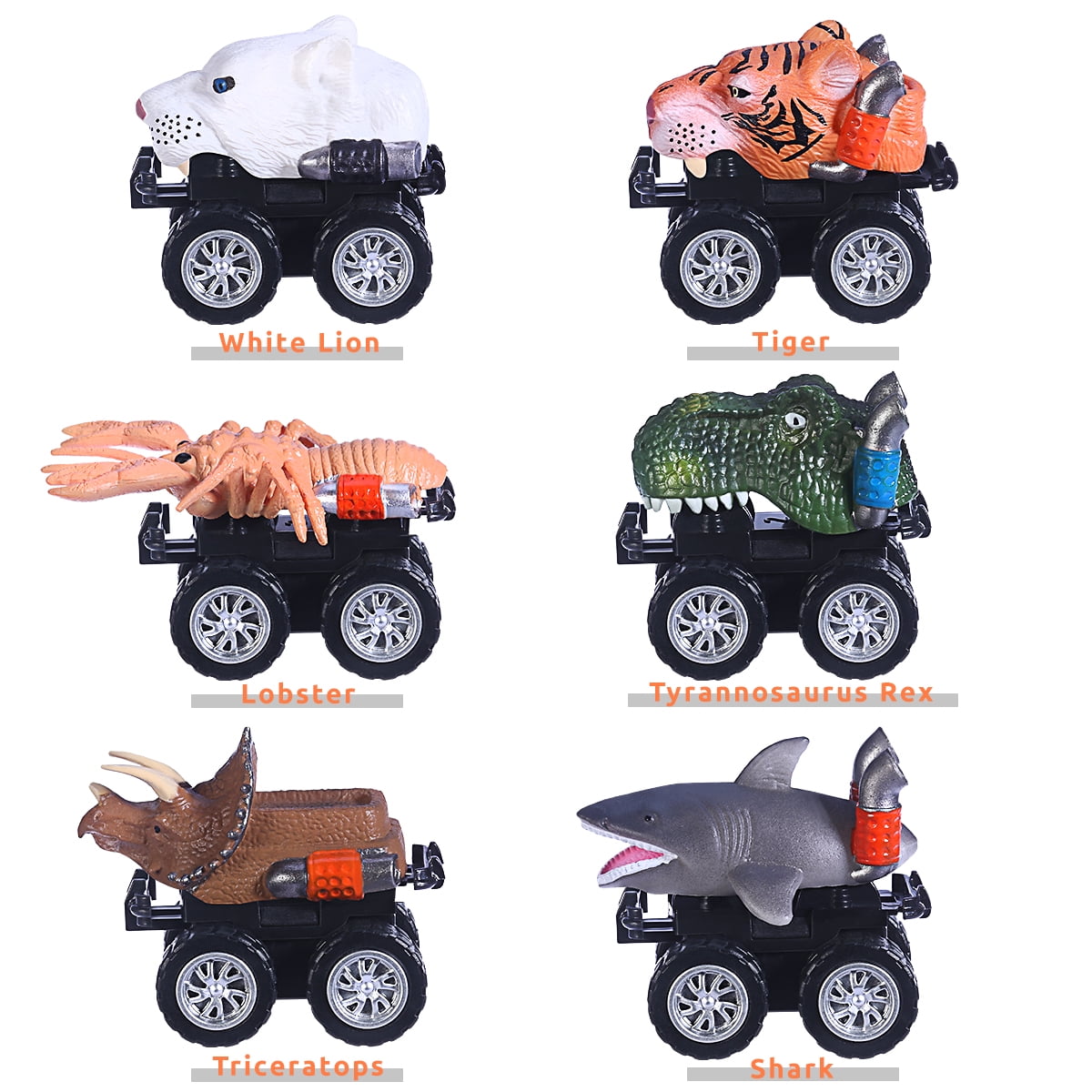 Pawsdot Car Vehicles Toys Pull Back Animal Car Steel 6PCS - Walmart.com