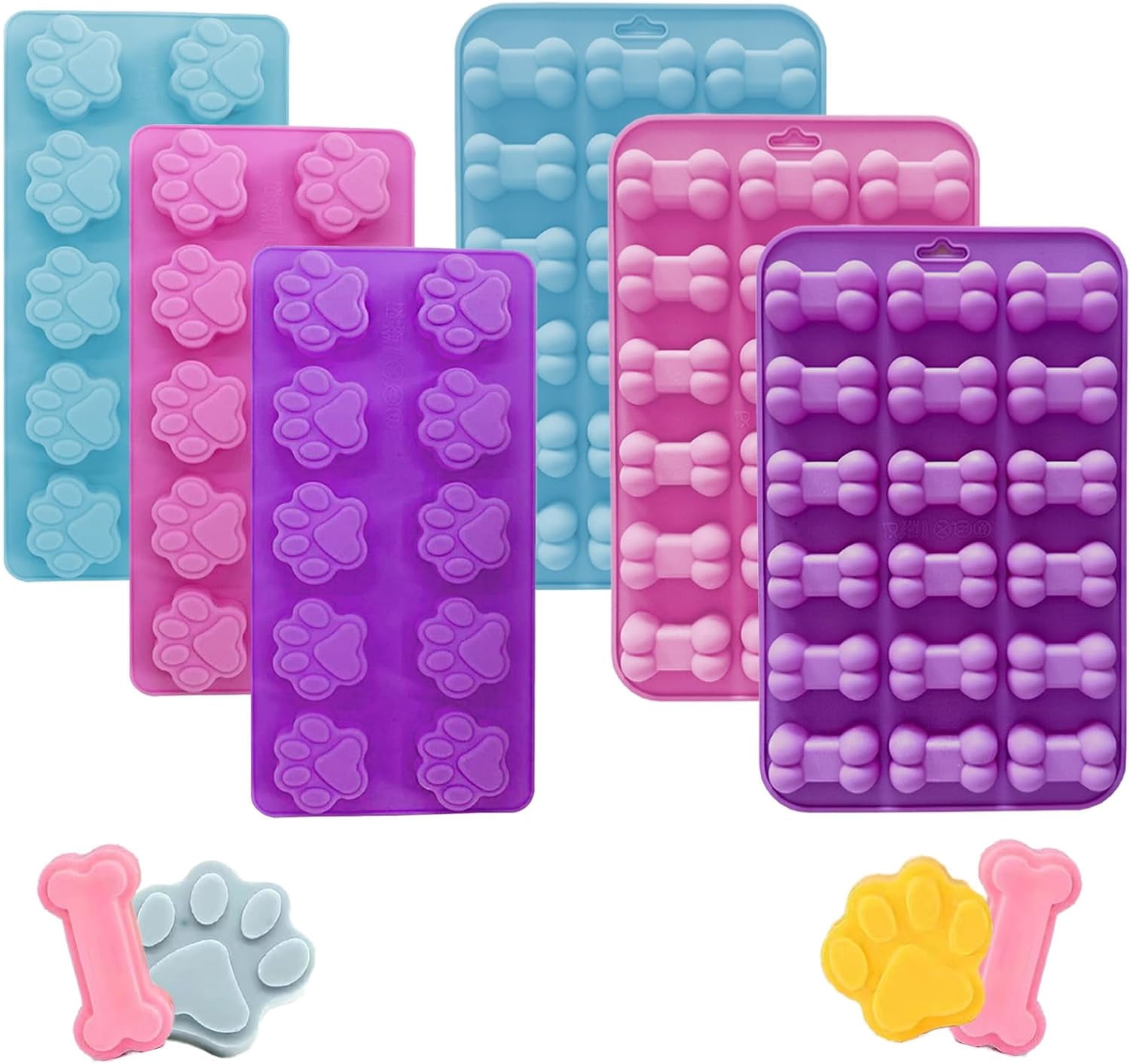 6 Pack Puppy Paw & Bone Silicone Molds, Baking Mold for Chocolate ...