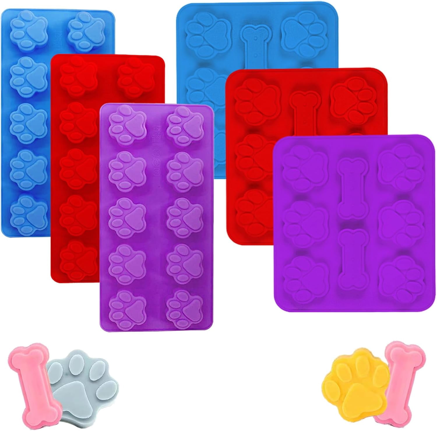 6 Pack Puppy Paw & Bone Silicone Molds, Baking Mold for Chocolate ...