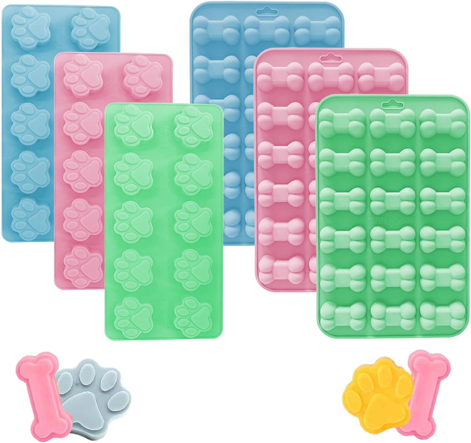6 Pack Puppy Paw & Bone Silicone Molds, Baking Mold for Chocolate ...