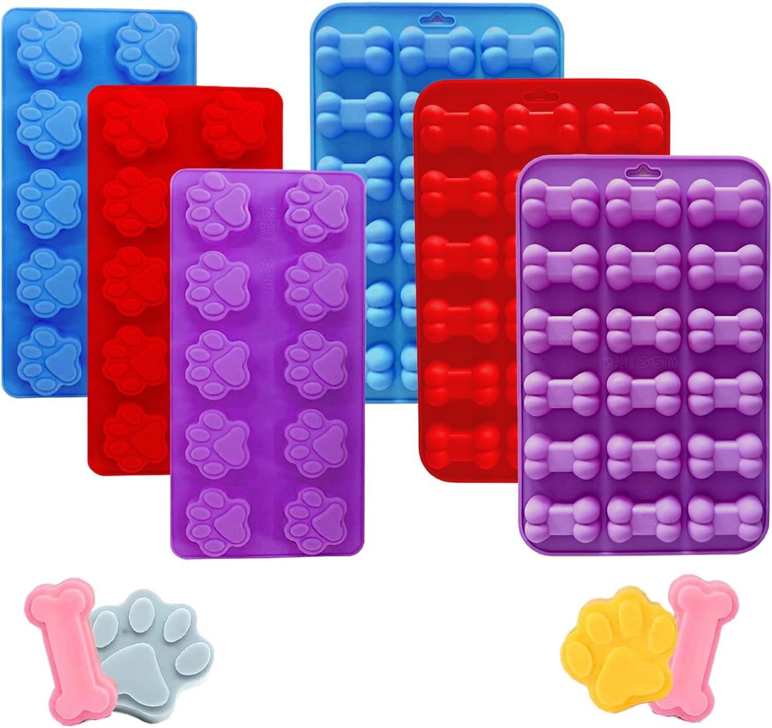 6 Pack Puppy Paw & Bone Silicone Molds, Baking Mold for Chocolate ...