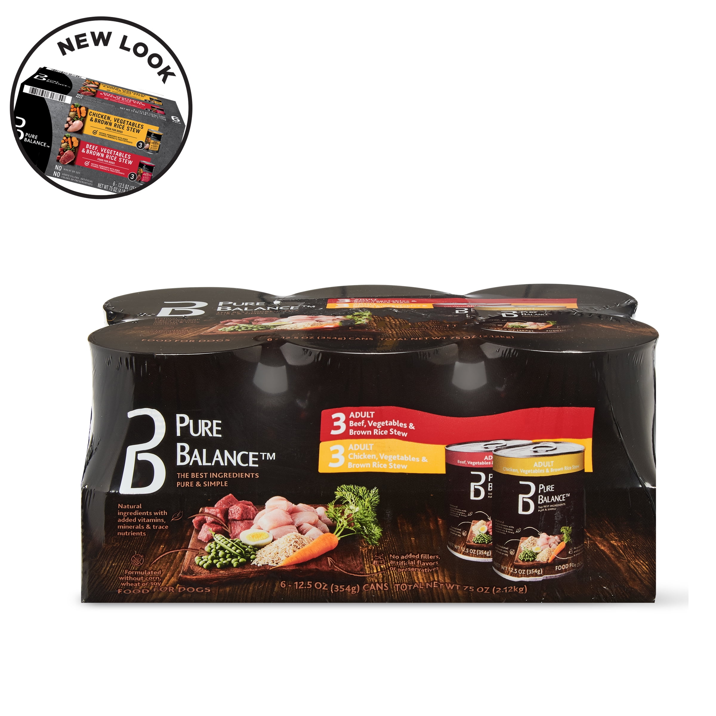 (6 Pack) Pure Balance Adult Variety Wet Food Recipe Pack, Beef and ...