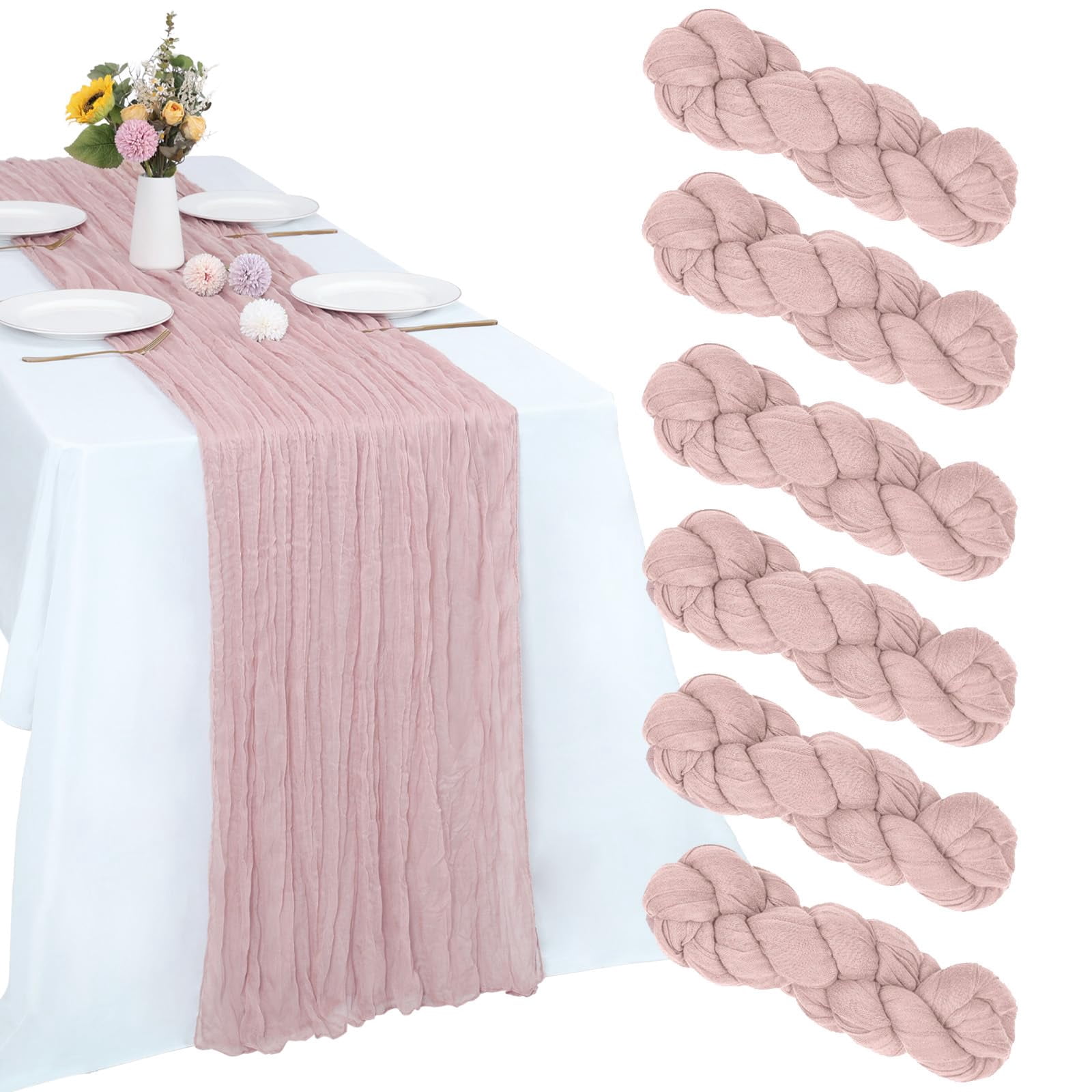 6 Pack Purple Cheesecloth Table Runner 35x120 Inch Rustic Sheer Gauze ...